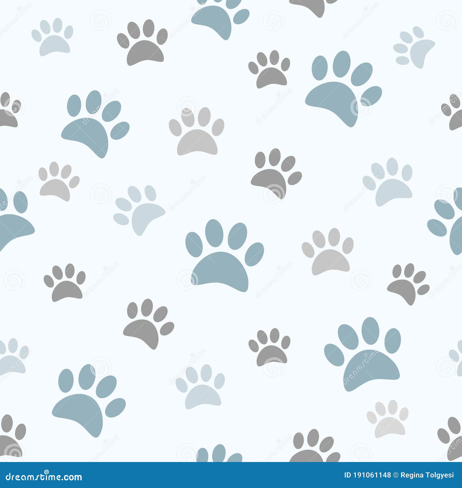 Cute Boyish Paw Prints on Seamless Pattern. Stock Vector - Illustration ...
