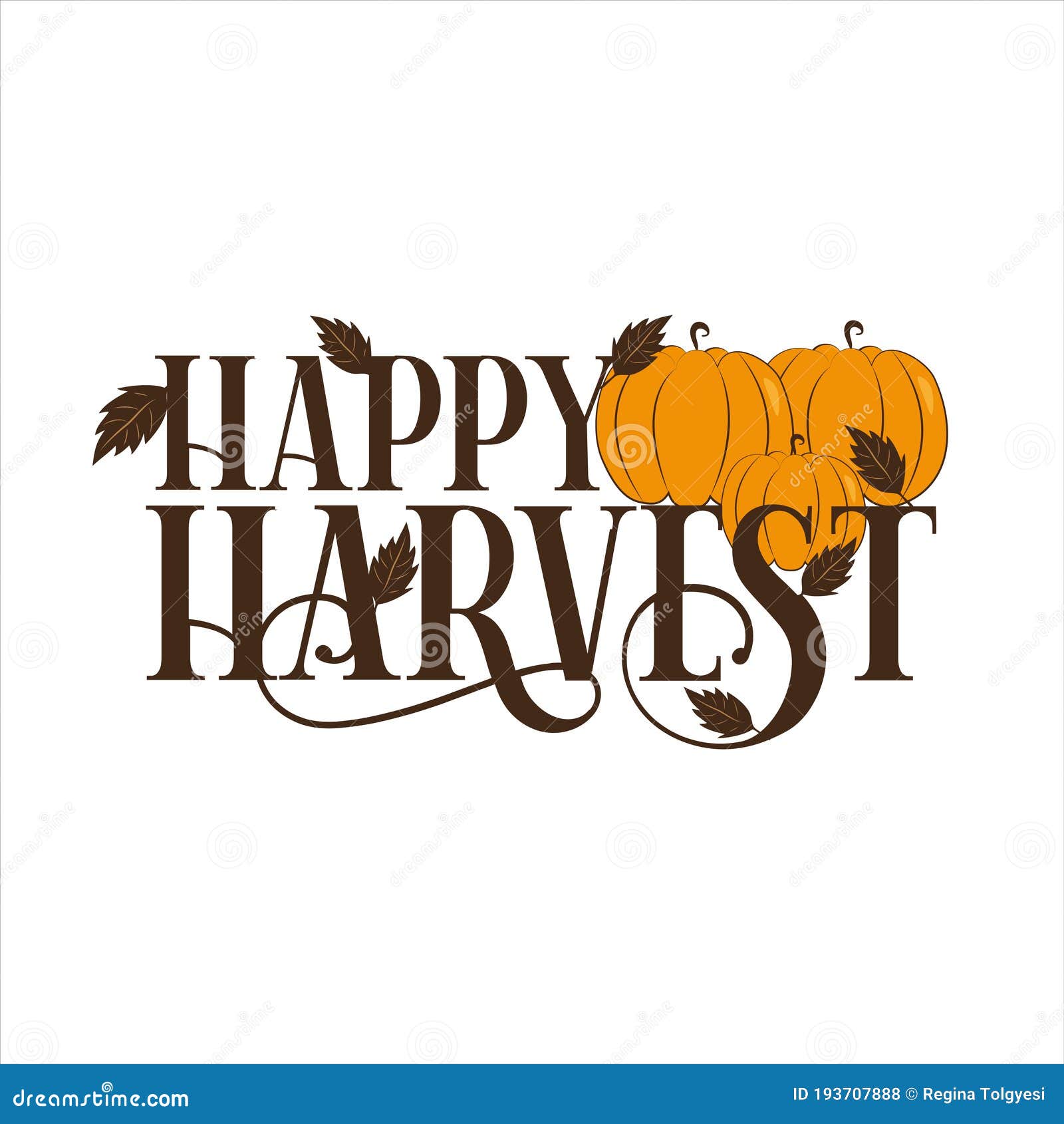 Happy Harvest- Hand Drawn Lettering Harvest Festival. Autumnal Phrase ...
