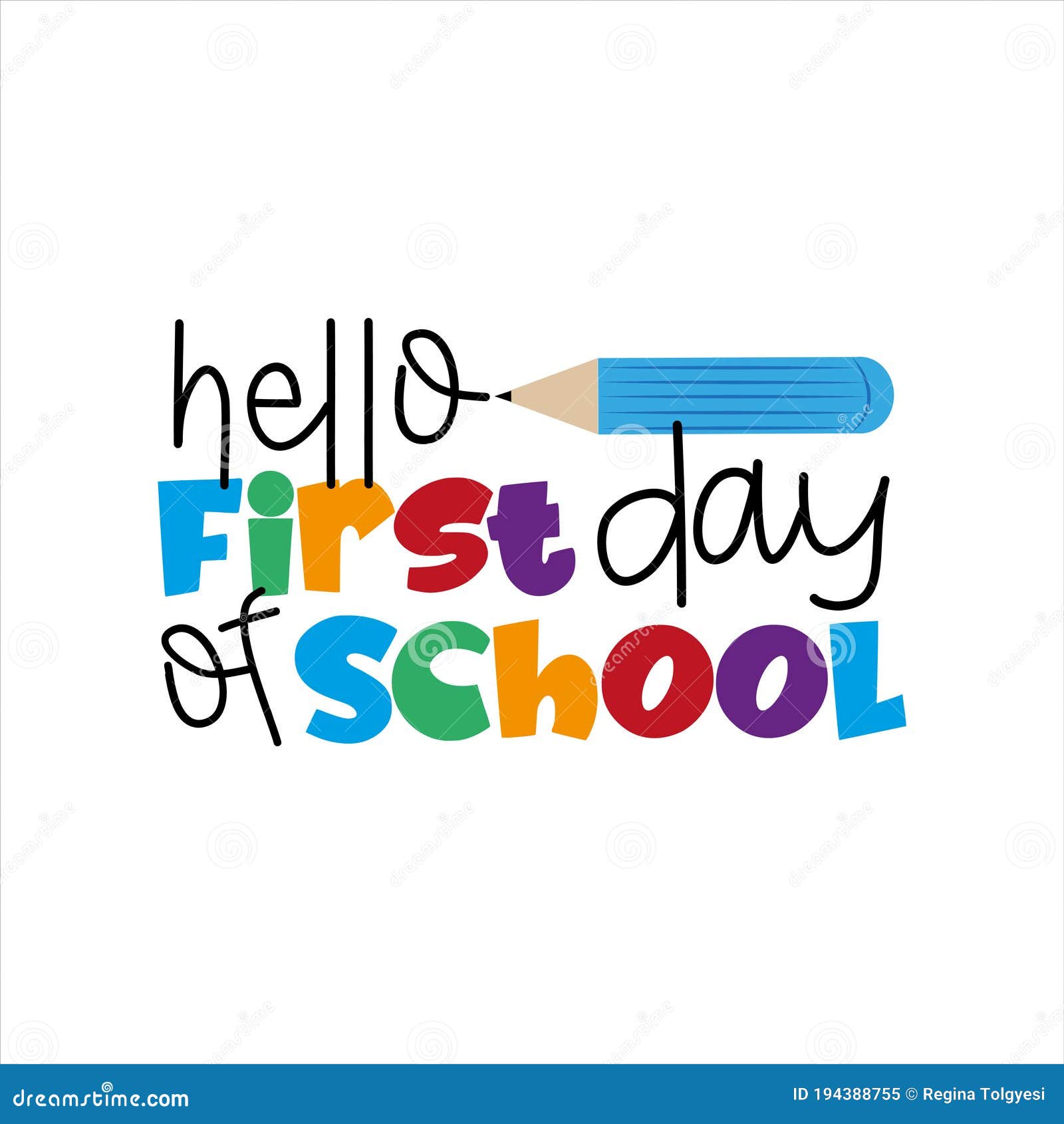 Hello First Grade. Vector Illustration. Lettering. Ink Illustration ...