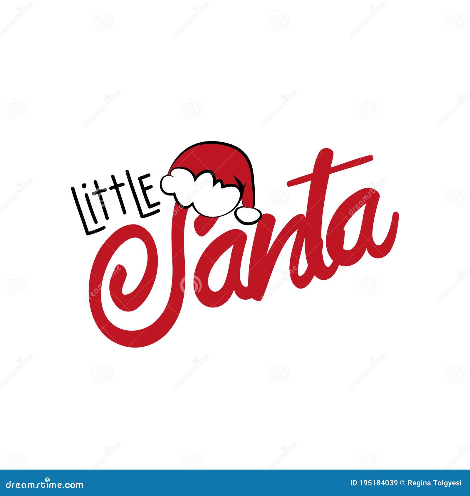 Little Santa - Christmas Text with Santa`s Cap. Stock Vector ...