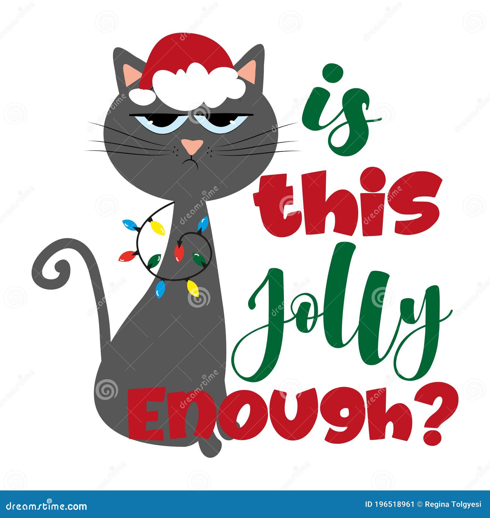 Is this Jolly Enough?- Funny Phrase for Christmas with Cute Cat in ...