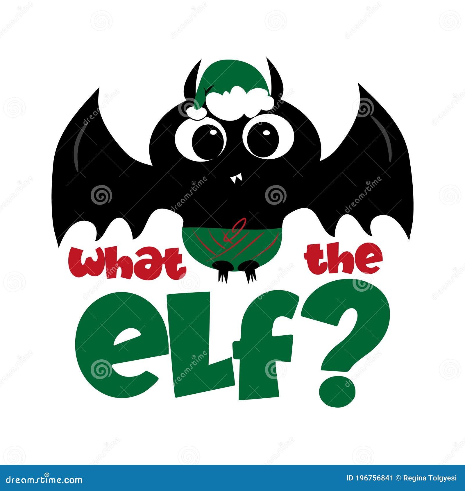What the ELF? - Cute Bat Christmas Decoration for Children. Stock ...
