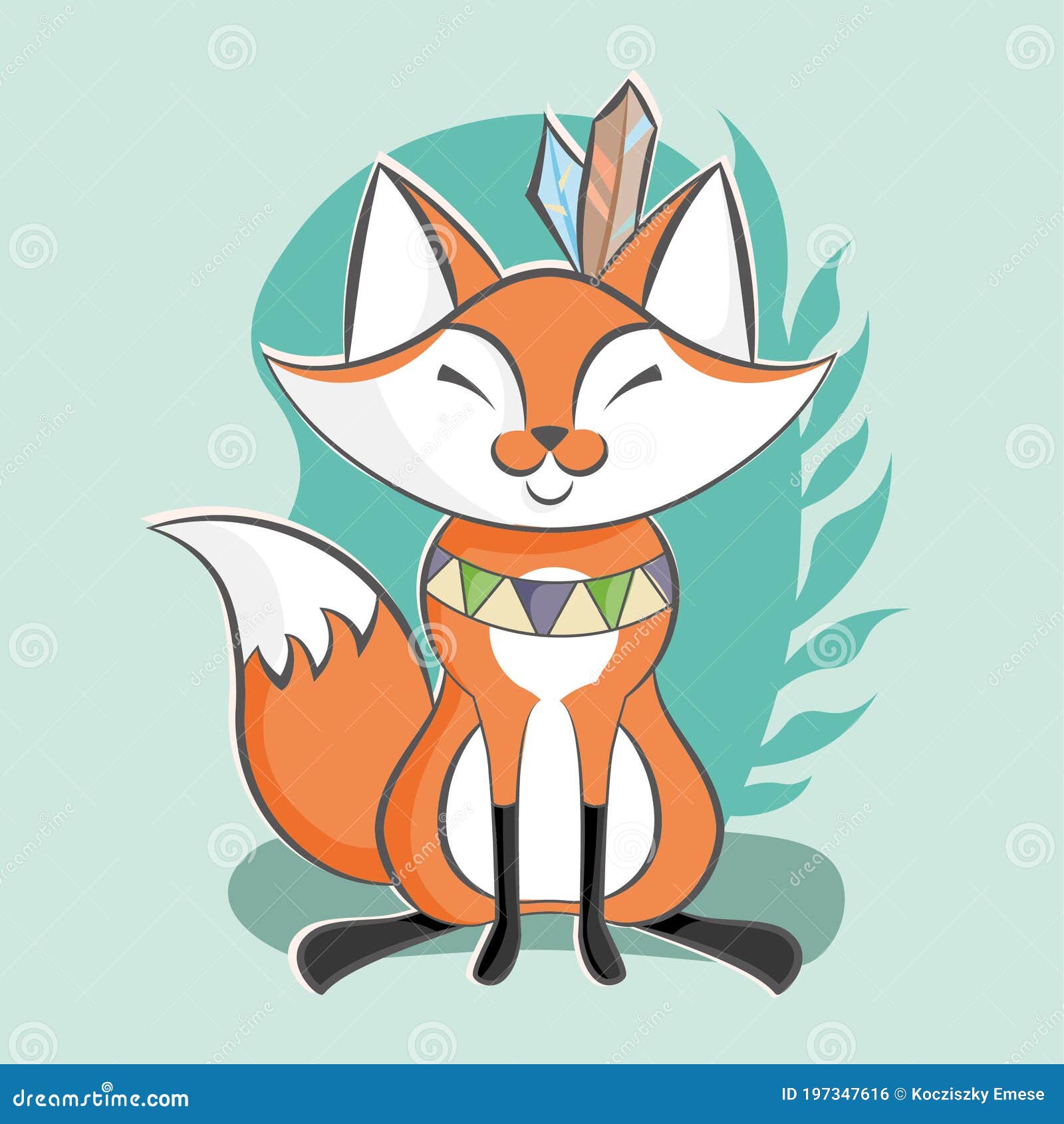 Native American Fox Girl on the Island of Peace Stock Vector ...
