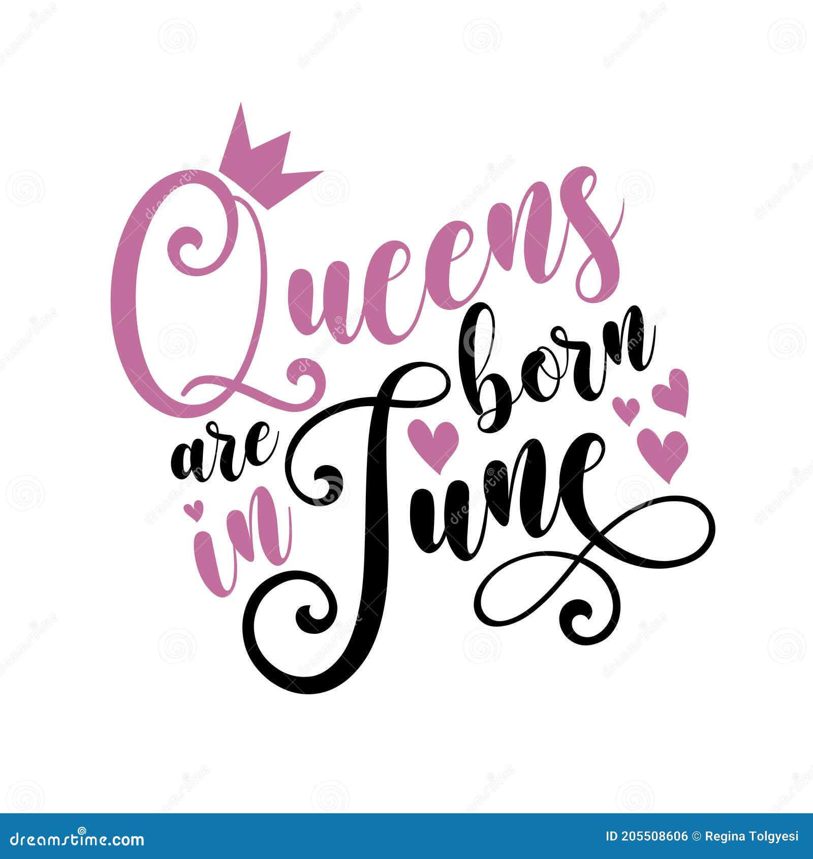 Queens are Born in June - Vector Illustration Hand Drawn Crown Stock ...
