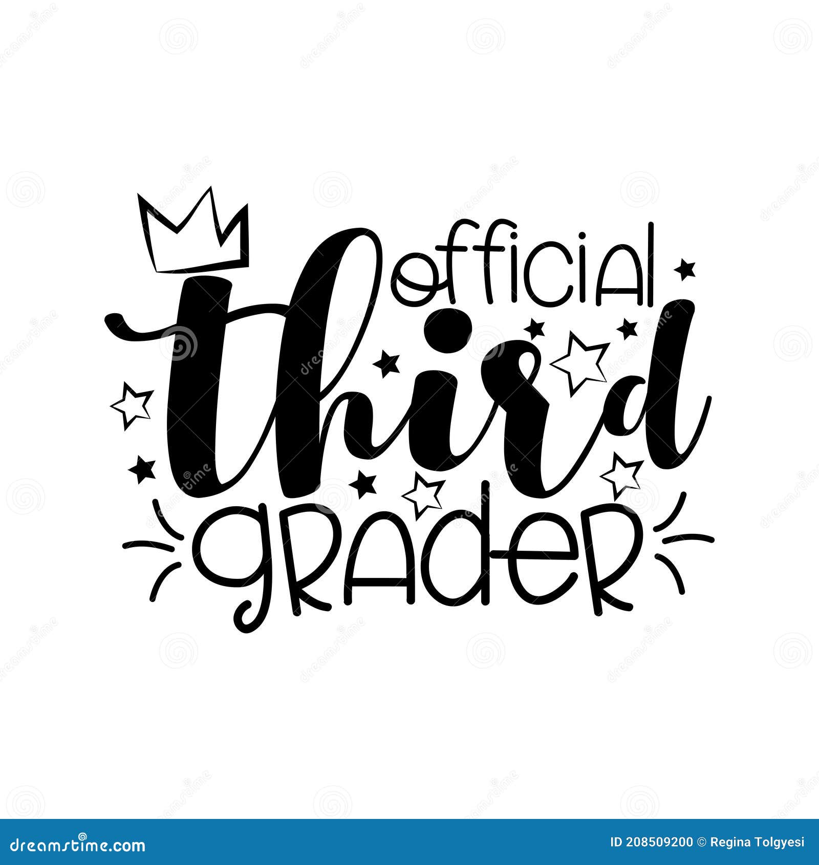 Official Third Grader- Funny Black Typography Design. Stock Vector ...