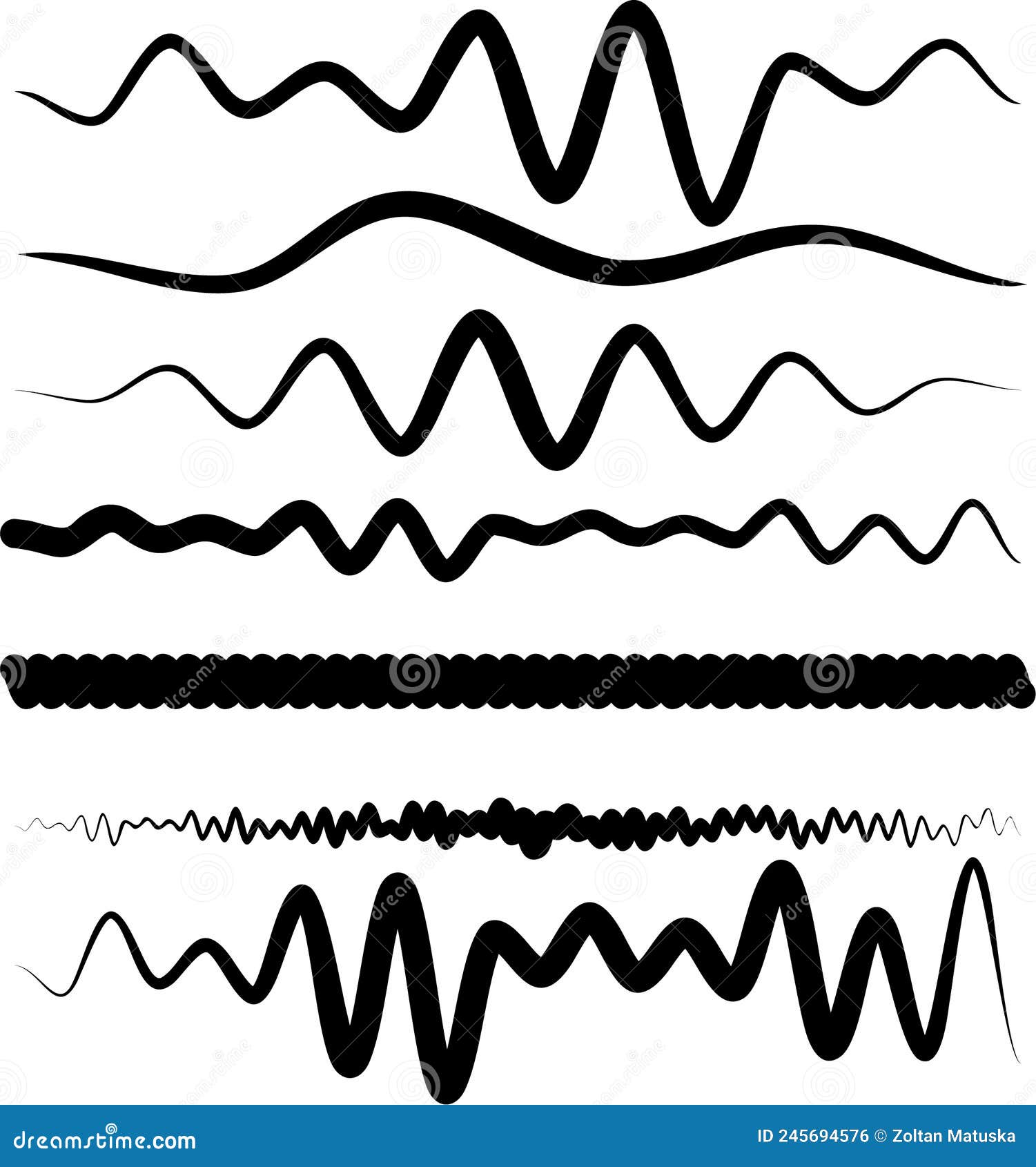 Random Shape Curved Lines Set Isolated Design Element Stock Vector ...