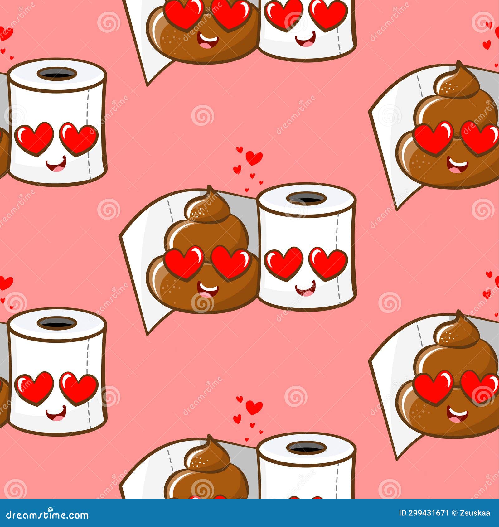 Happy Valentine S Day Pattern with Funny Poop and Toilet Paper Stock ...