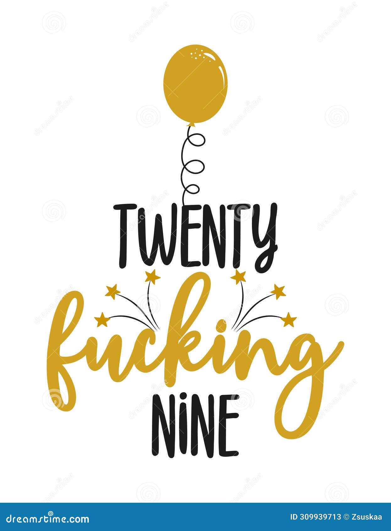 Twenty Nine - Birthday Topper for Birthday Party. Stock Vector ...