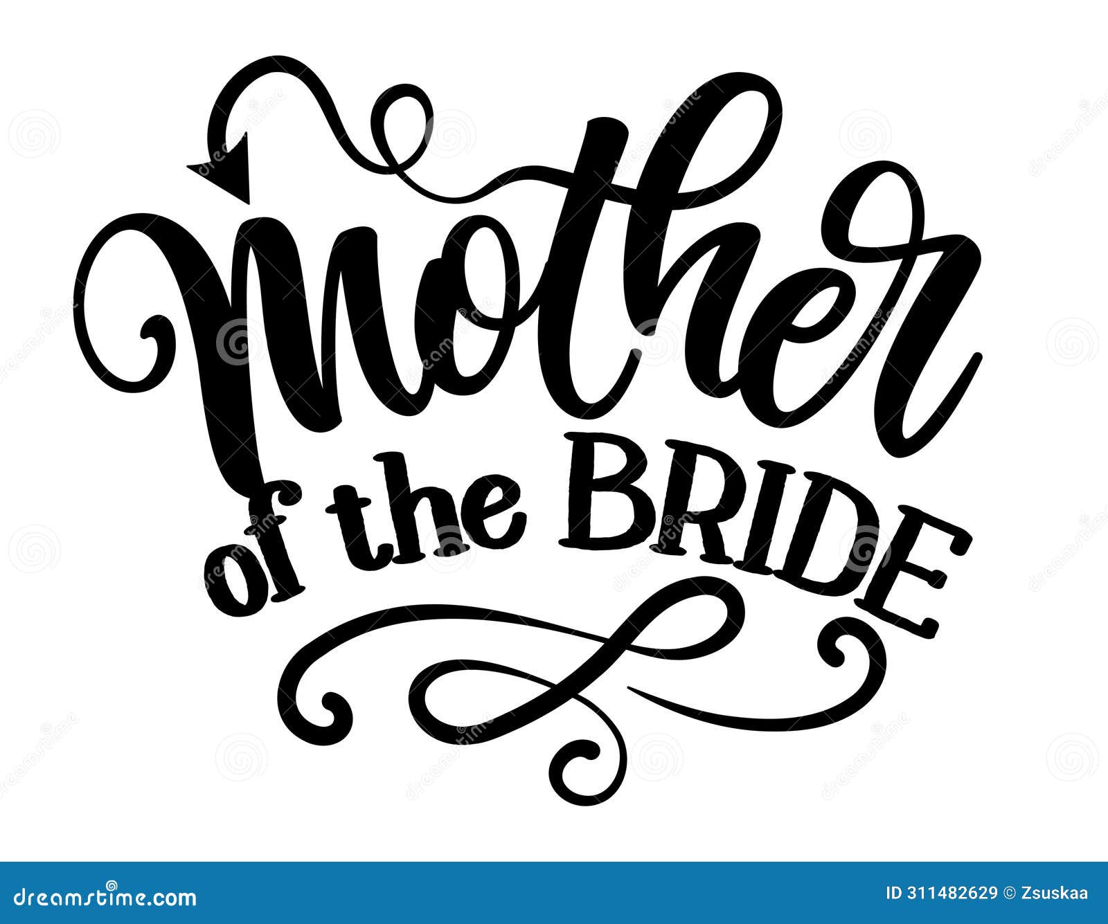 Mother Of The Bride- Calligraphy Text, With Daisy Flowers. Cartoon ...