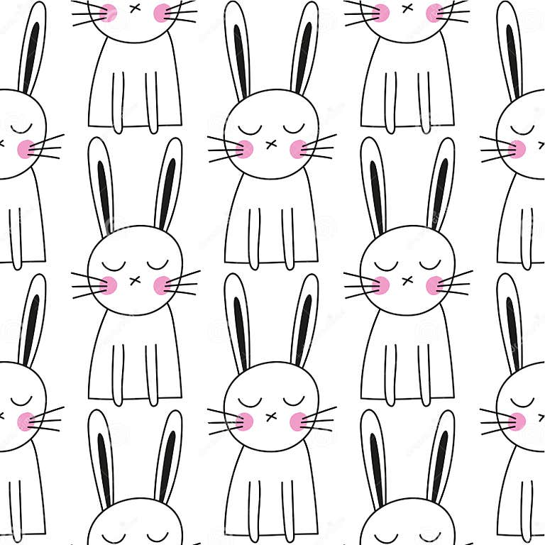 Bunny Baby Rabbit Pattern Design with Bunny Heads and Carrots - Funny ...
