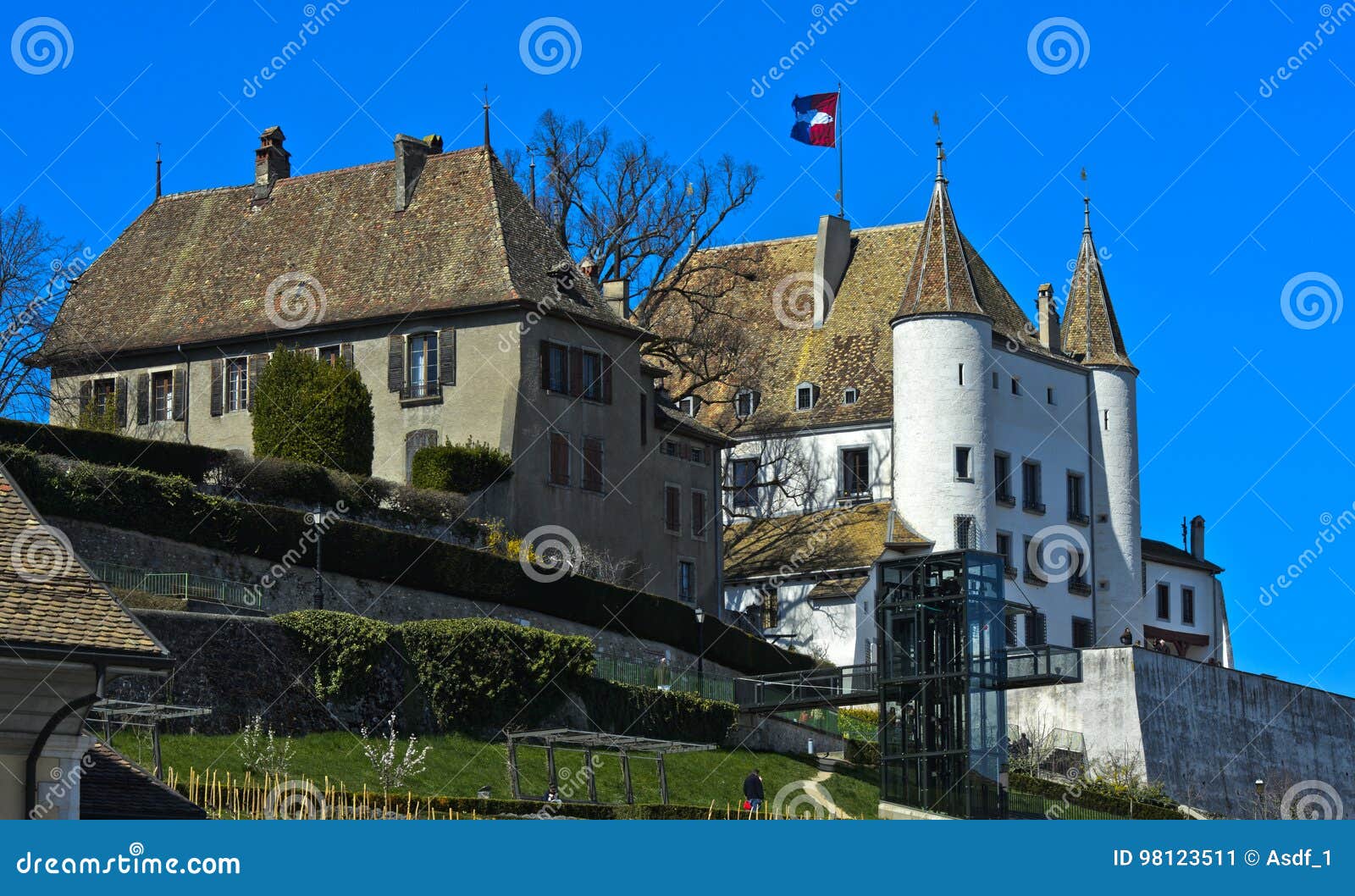 Nyon Castle stock image. Image of watchtower, point, chateau - 98123511