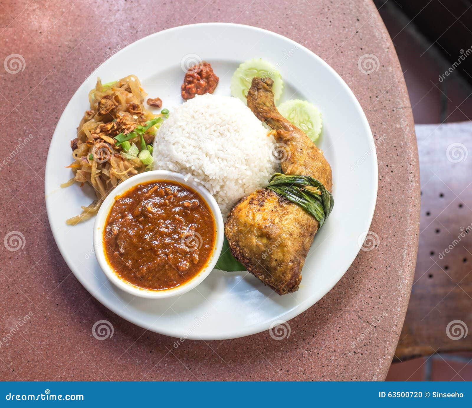 Nyonya Rice with Fried Chicken Stock Photo - Image of fried, aromatic ...