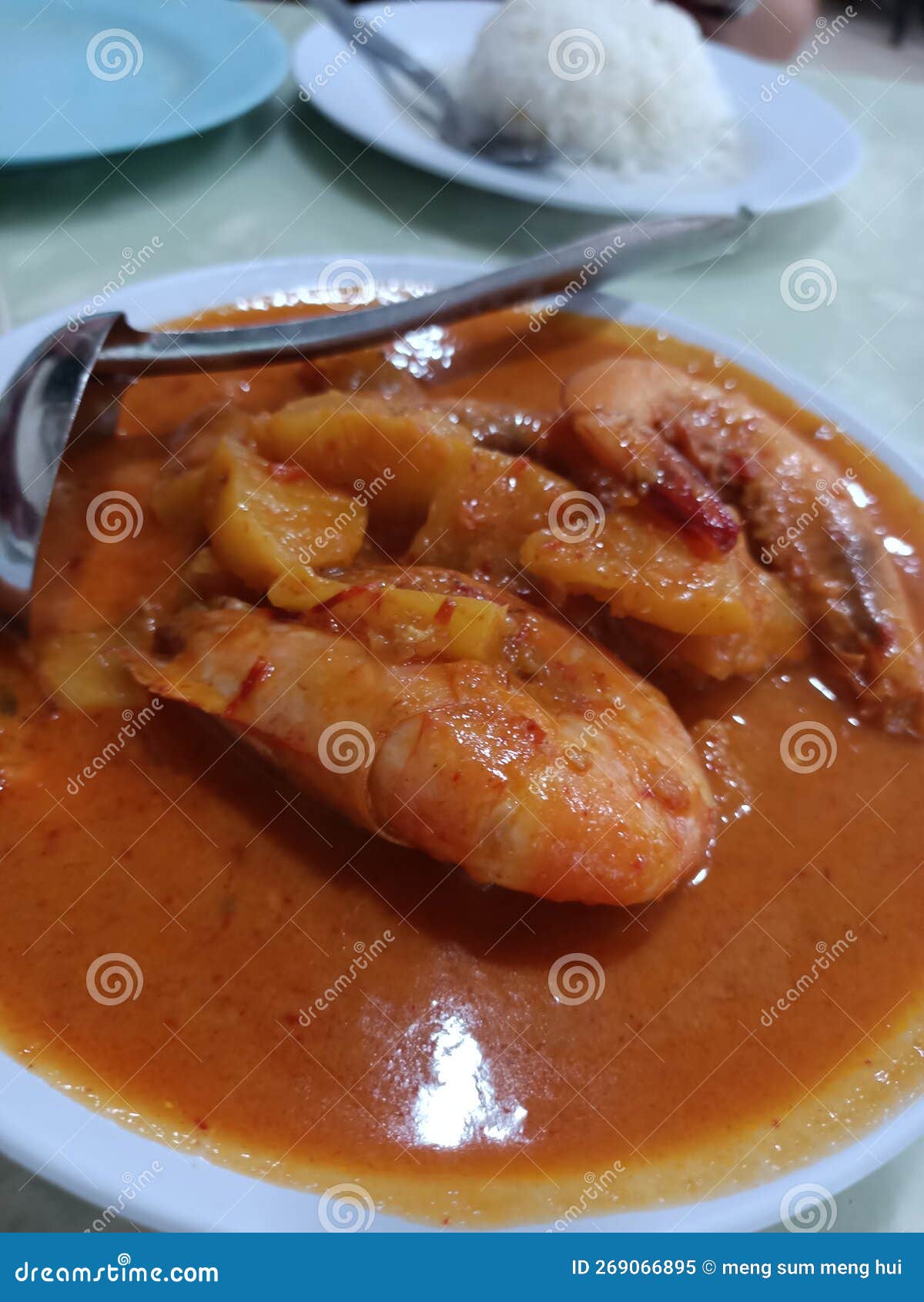 Nyonya Style Prawn. Curry Creamy Pineapple Gravy Stock Image - Image of ...