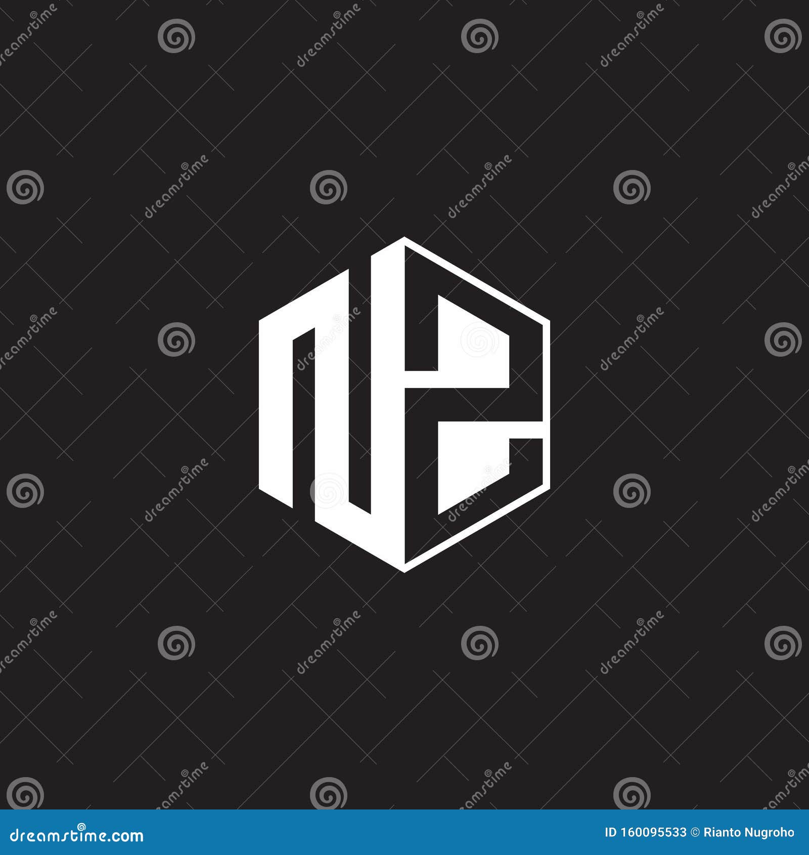 NZ Logo Monogram Hexagon with Black Background Negative Space Style ... NZ Logo Monogram Hexagon with Black Background Negative Space Style ...