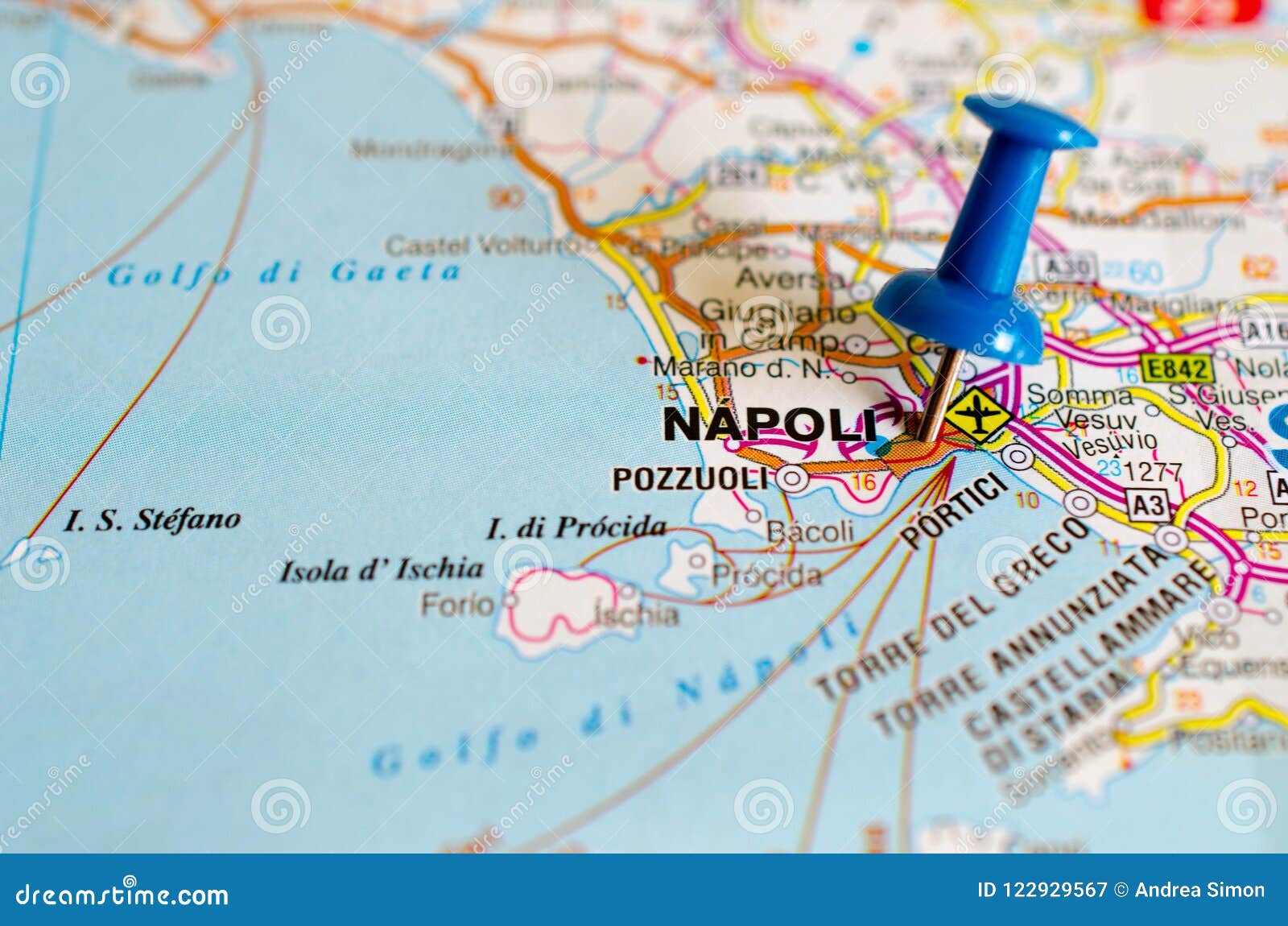 Nápoles en mapa imagen de archivo. Imagen de contacto - 122929567