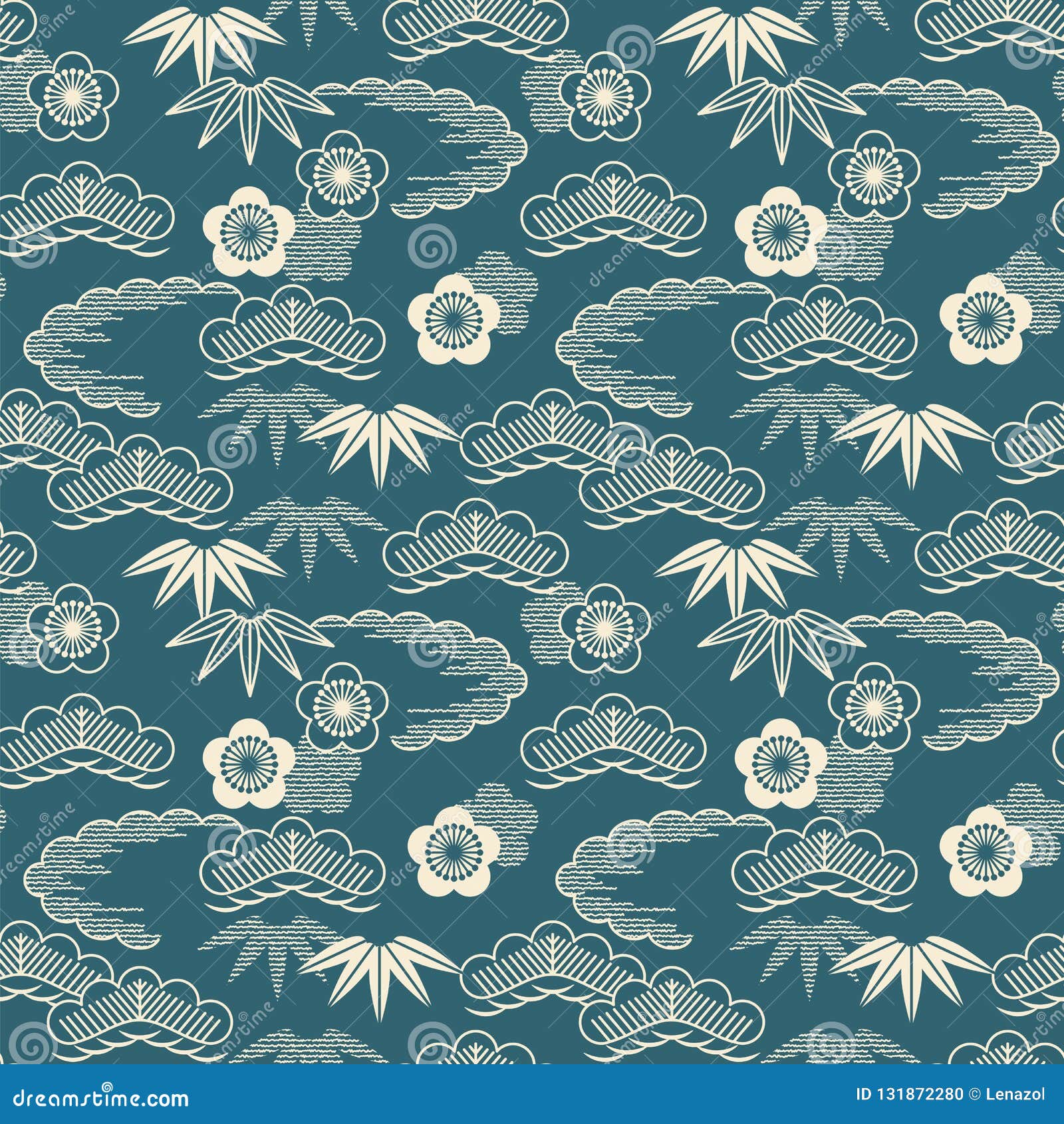 Seamless Vector Japanese Traditional Pattern Design.blue Colour. Design ...