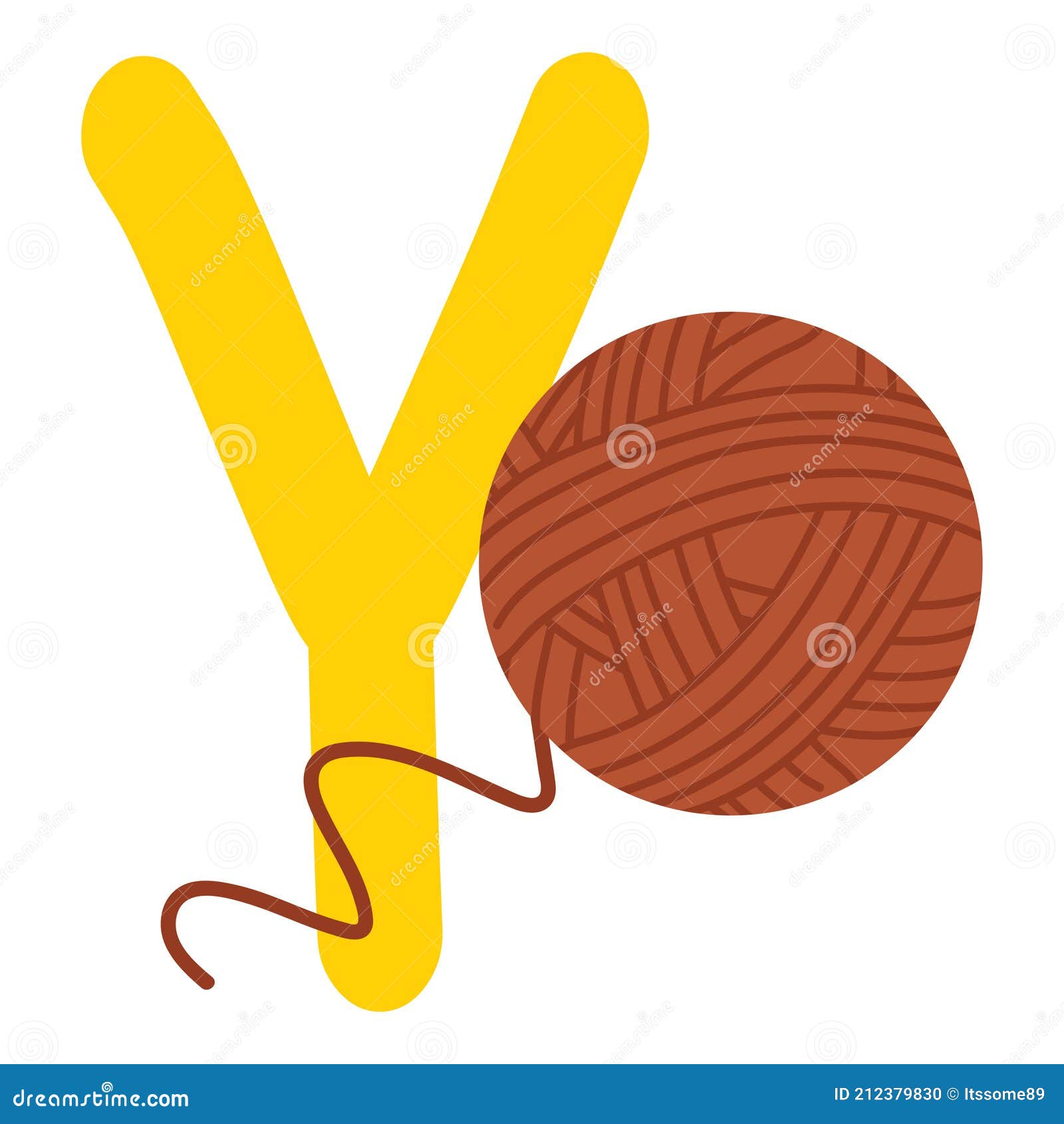 Capital Letter Y of English Alphabet with Cute Cartoon Yarn. Funny Font ...