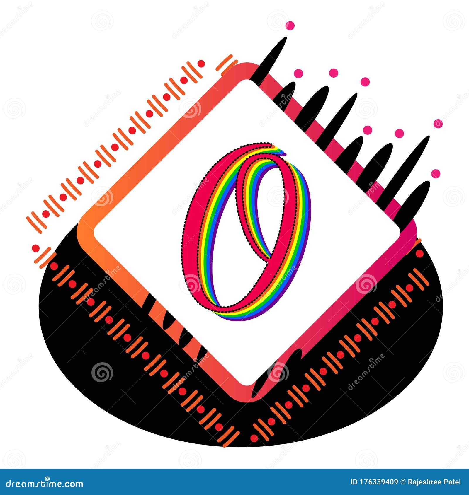 O Letter. Alphabet O Sticker. Rainbow Style Character on Abstract ...