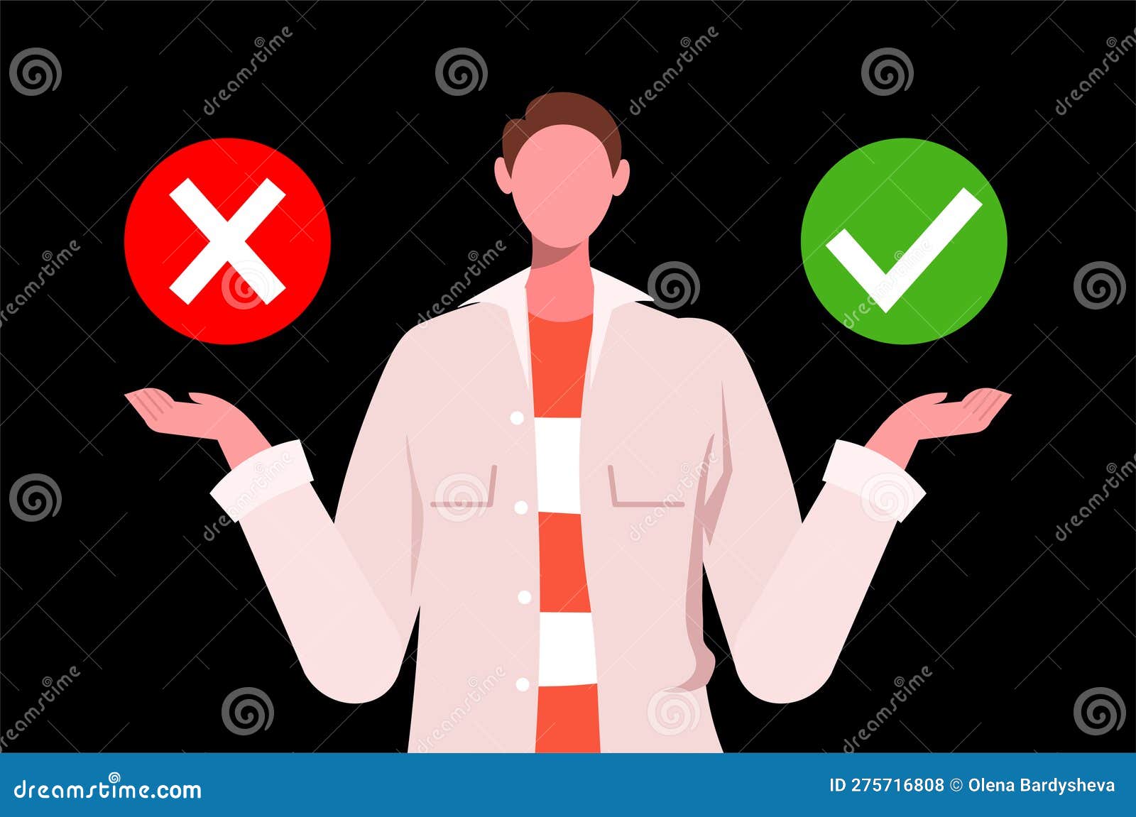 Businessman Choose between Yes or No Answers Stock Vector ...