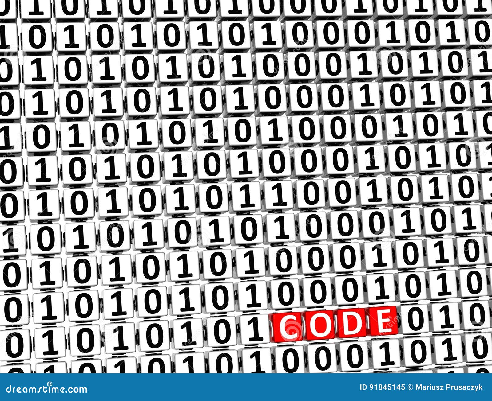 O Código De Palavra 3D Dentro De Zero Uns Obstrui Ilustração Stock ...