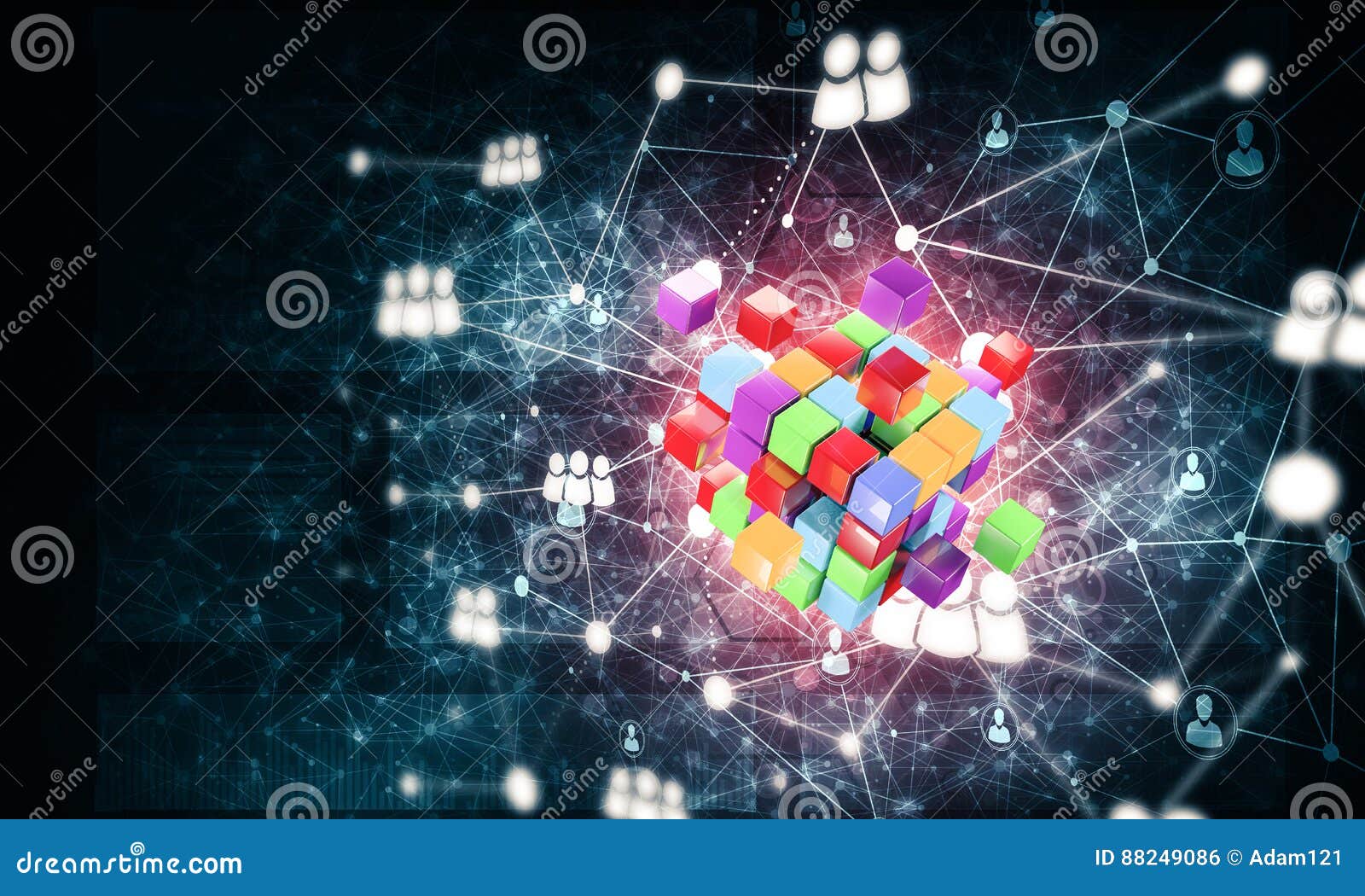 O Conceito Do Internet E Os Trabalhos Em Rede Com Cubo Digital Figuram ...