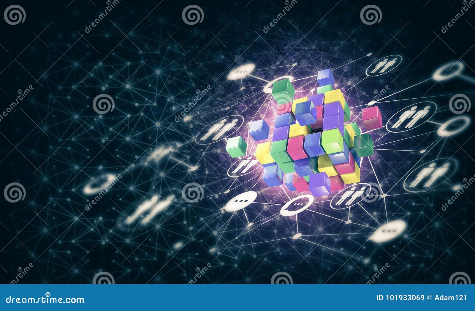 O Conceito Do Internet E Os Trabalhos Em Rede Com Cubo Digital Figuram ...