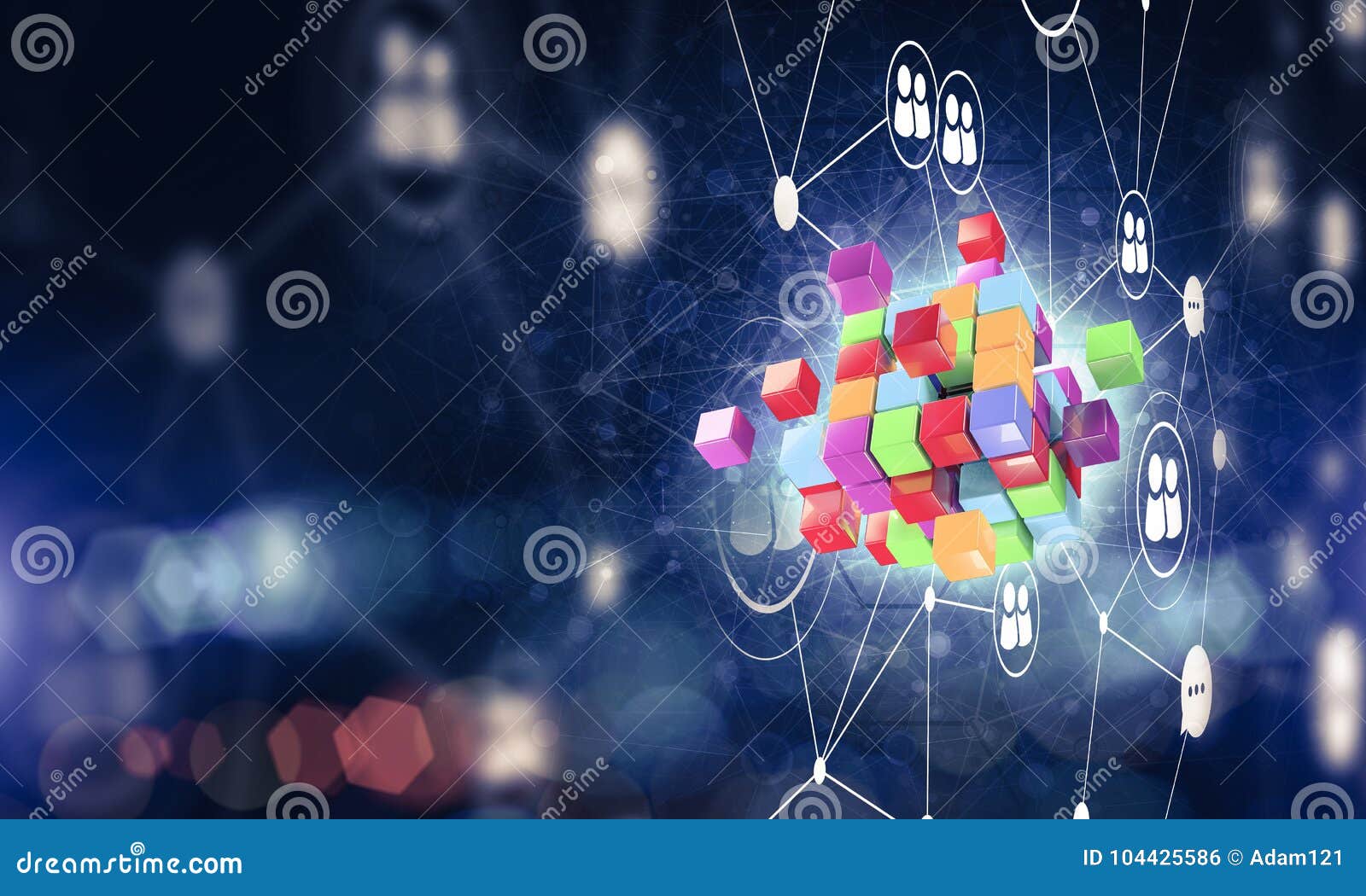 O Conceito Do Internet E Os Trabalhos Em Rede Com Cubo Digital Figuram ...