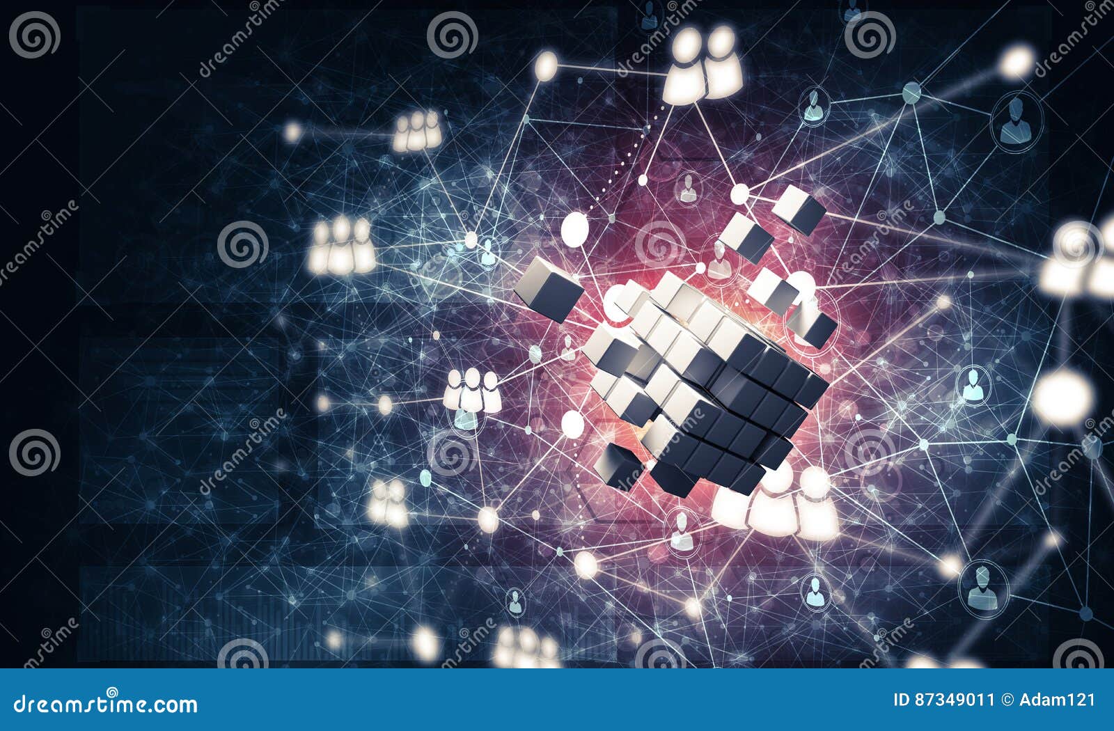 O Conceito Do Internet E Os Trabalhos Em Rede Com Cubo Digital Figuram ...