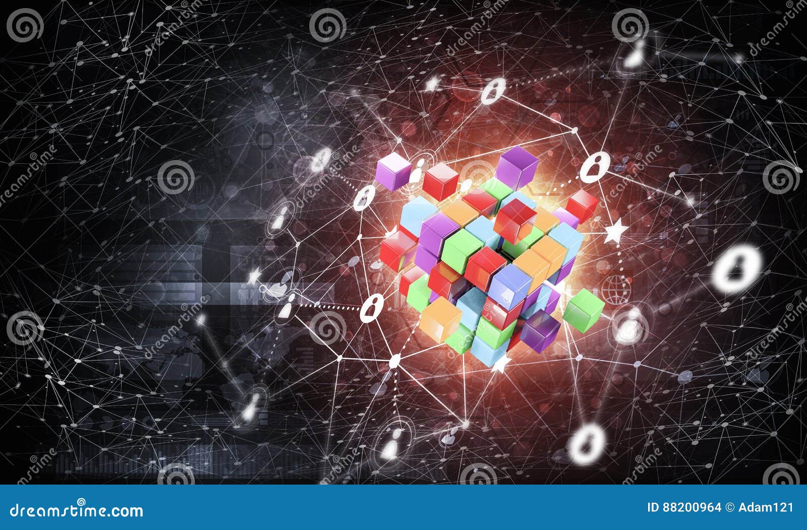 O Conceito Do Internet E Os Trabalhos Em Rede Com Cubo Digital Figuram ...