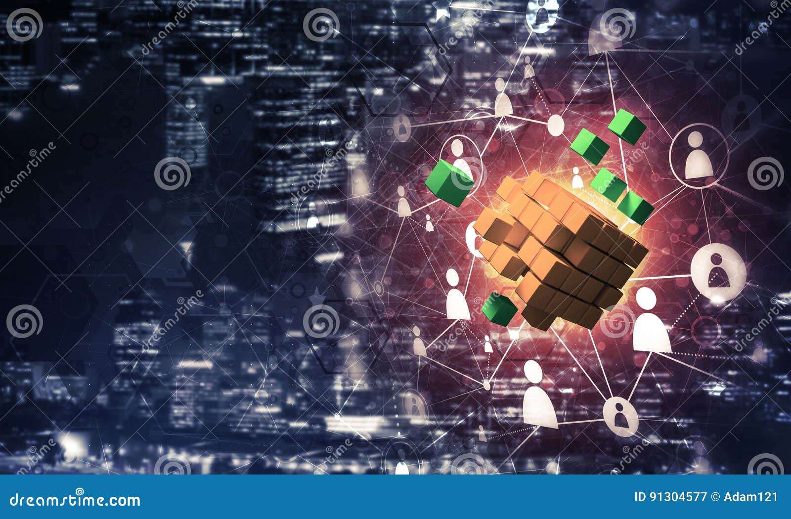 O Conceito Do Internet E Os Trabalhos Em Rede Com Cubo Digital Figuram ...