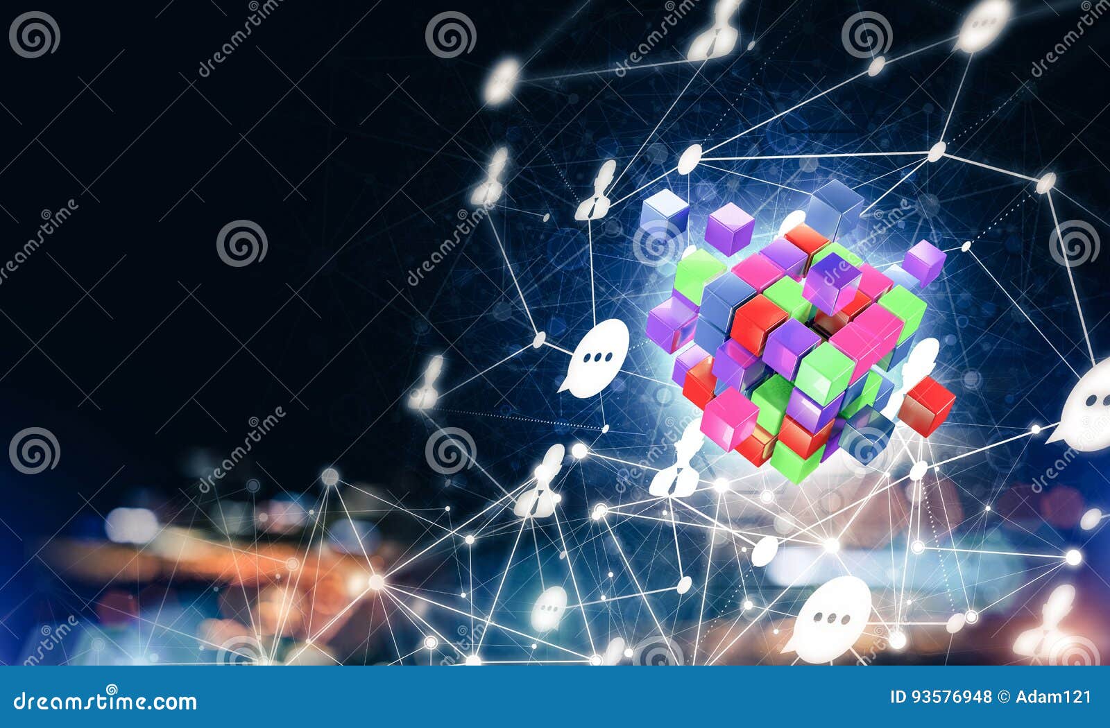 O Conceito Do Internet E Os Trabalhos Em Rede Com Cubo Digital Figuram ...