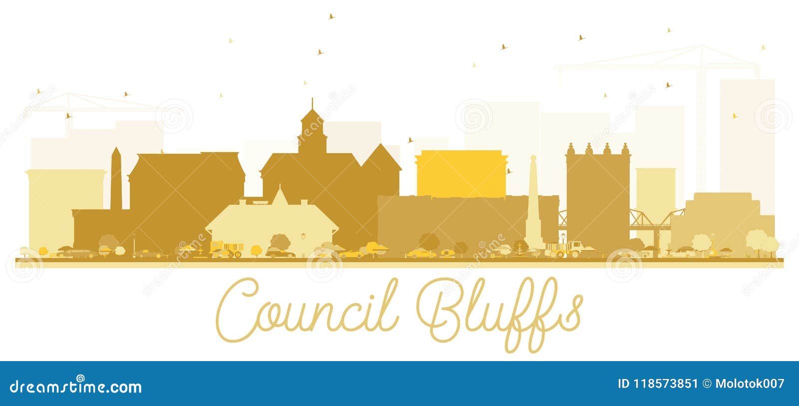 O Conselho Blefa a Silhueta Dourada Da Skyline Ilustração do Vetor ...