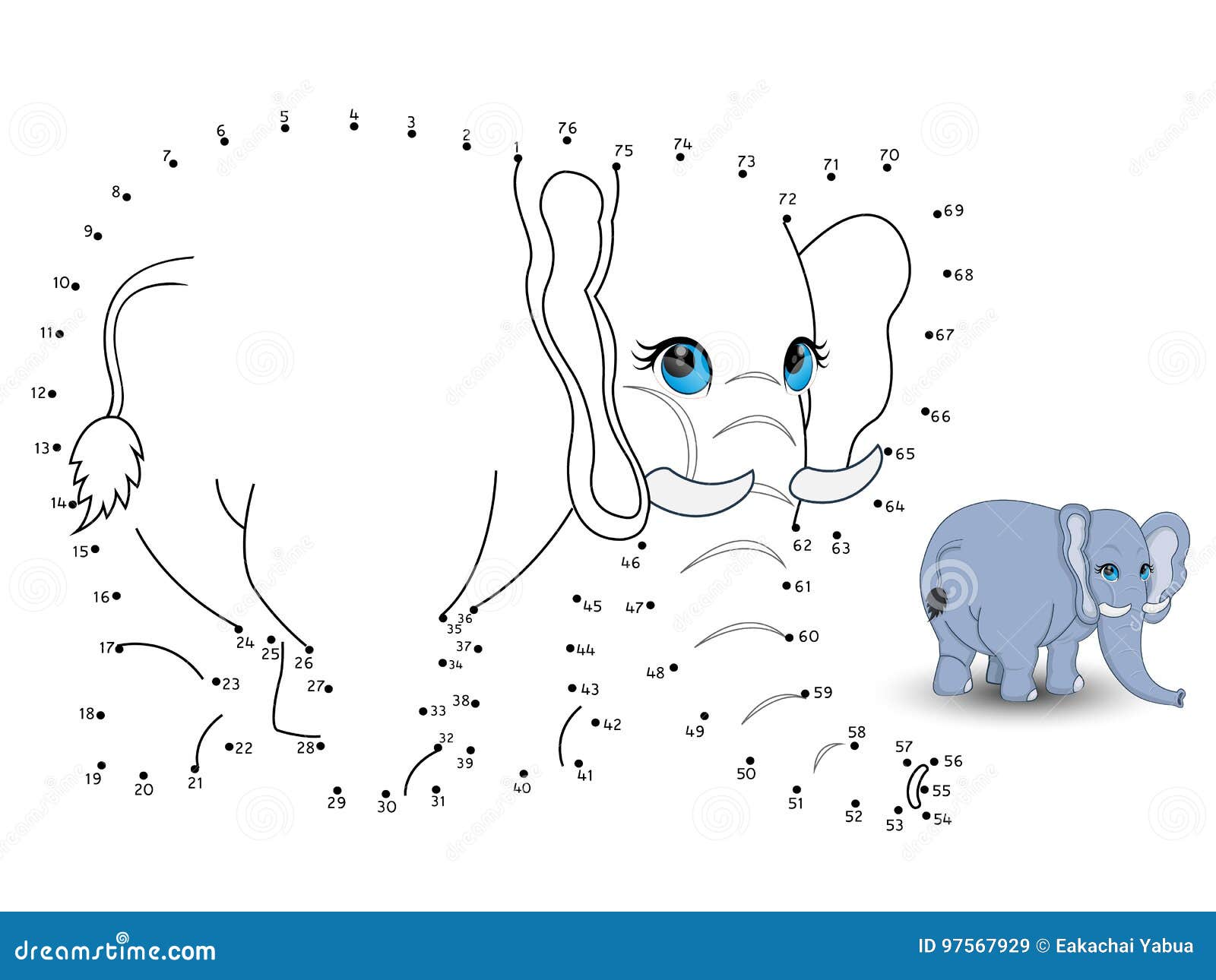 O Elefante Conecta Os Pontos E Colore-os Ilustração do Vetor ...