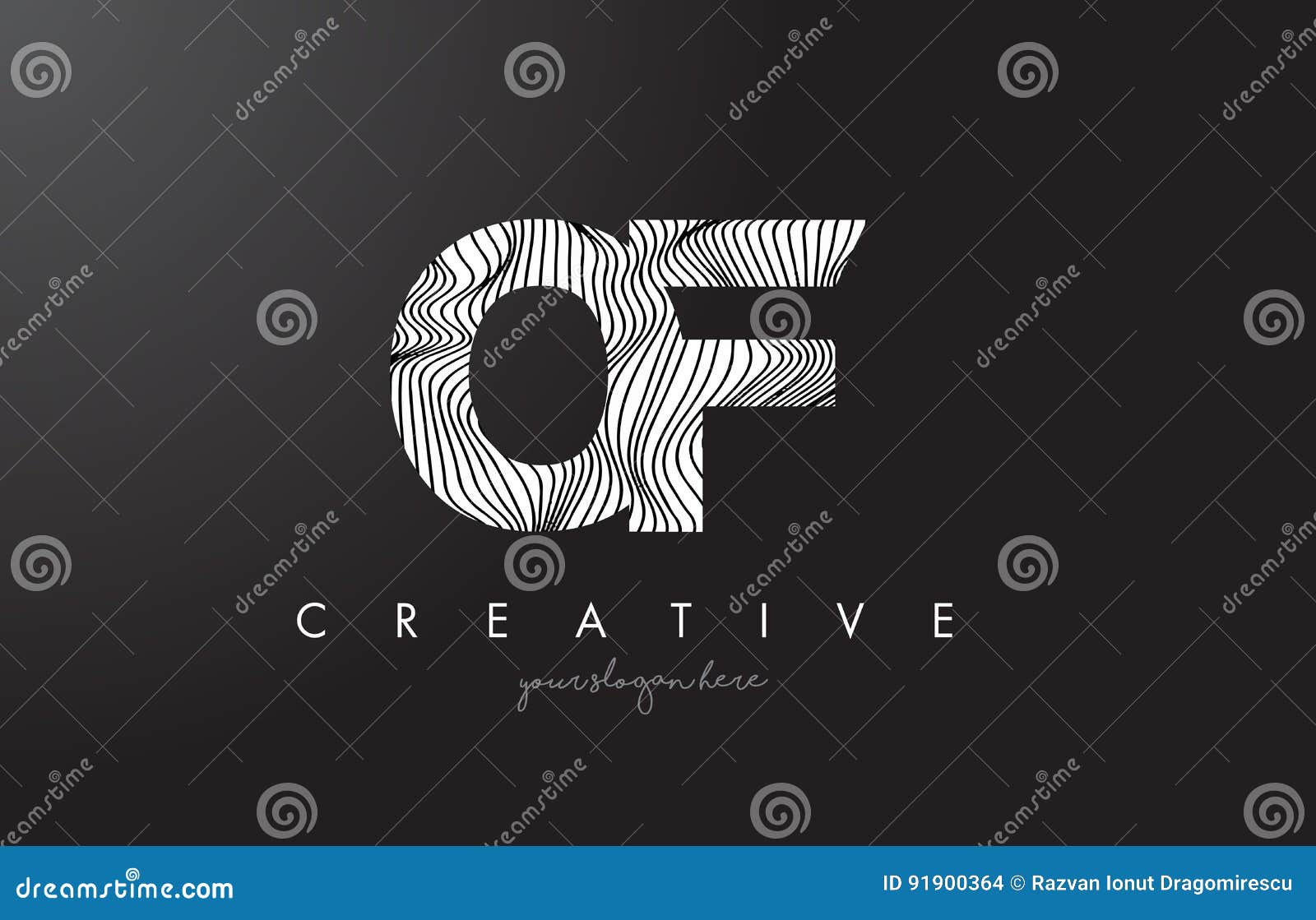 Of O F Letter Logo with Zebra Lines Texture Design Vector. Stock Vector ...