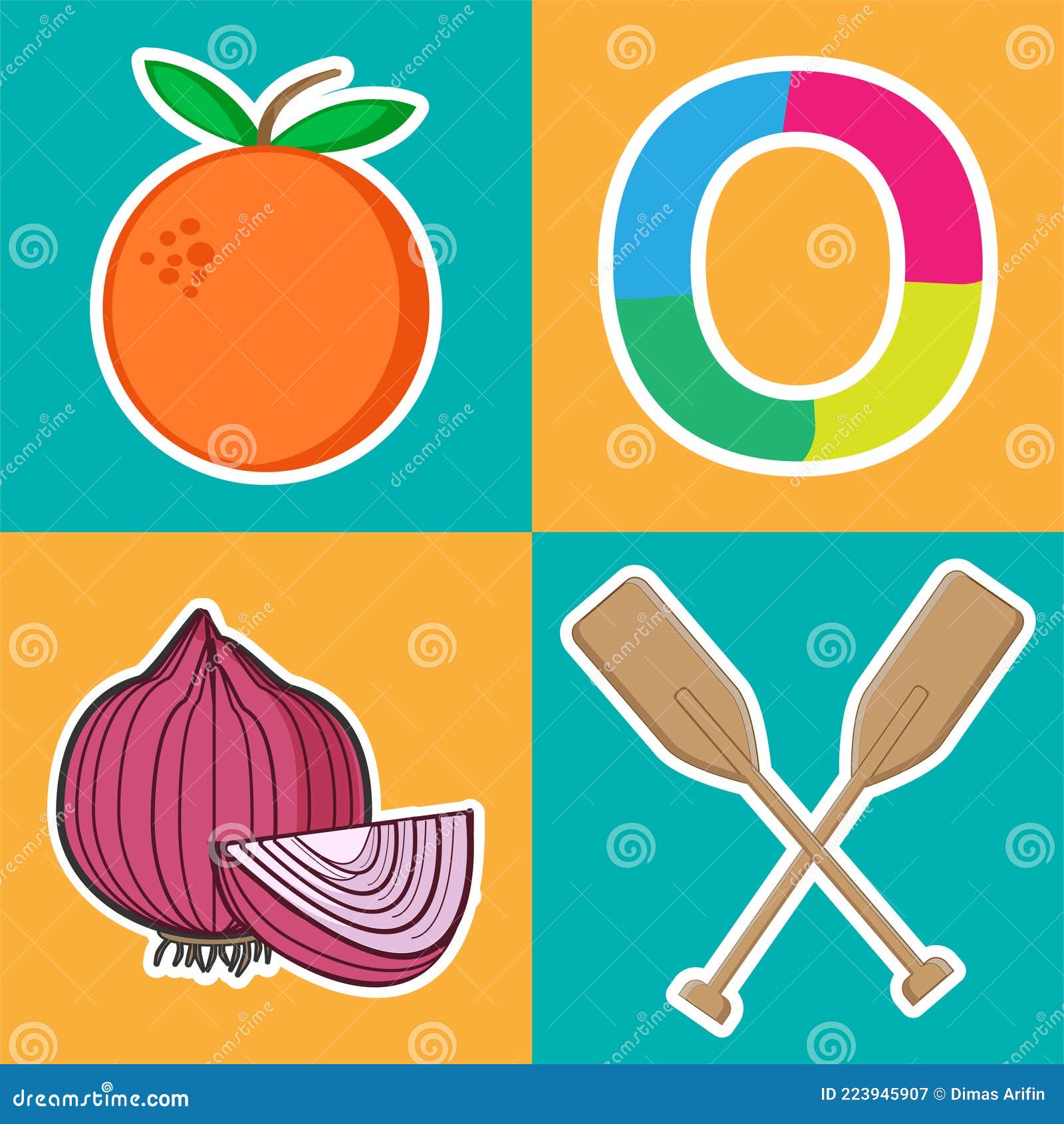 O Letter Flashcard Vector stock illustration. Illustration of creative ...