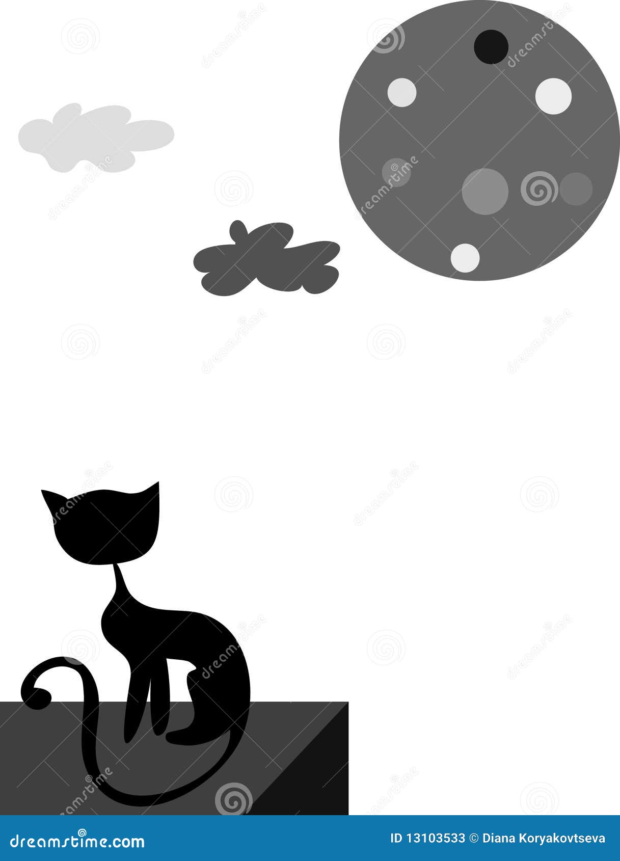 O gato e a lua ilustração stock. Ilustração de vetor - 13103533