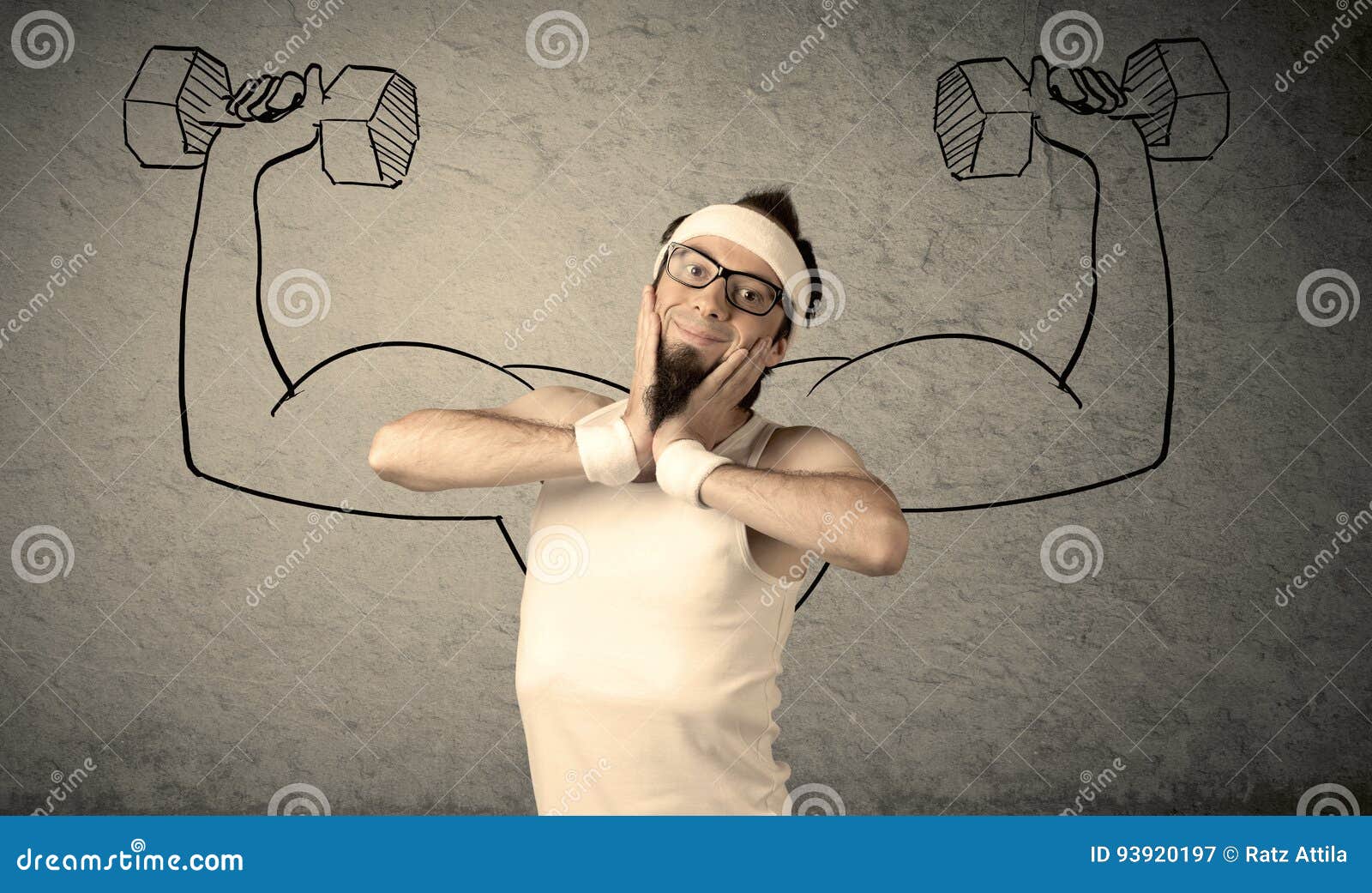 O Homem Magro Quer Ser Forte Imagem de Stock - Imagem de desenhado ...