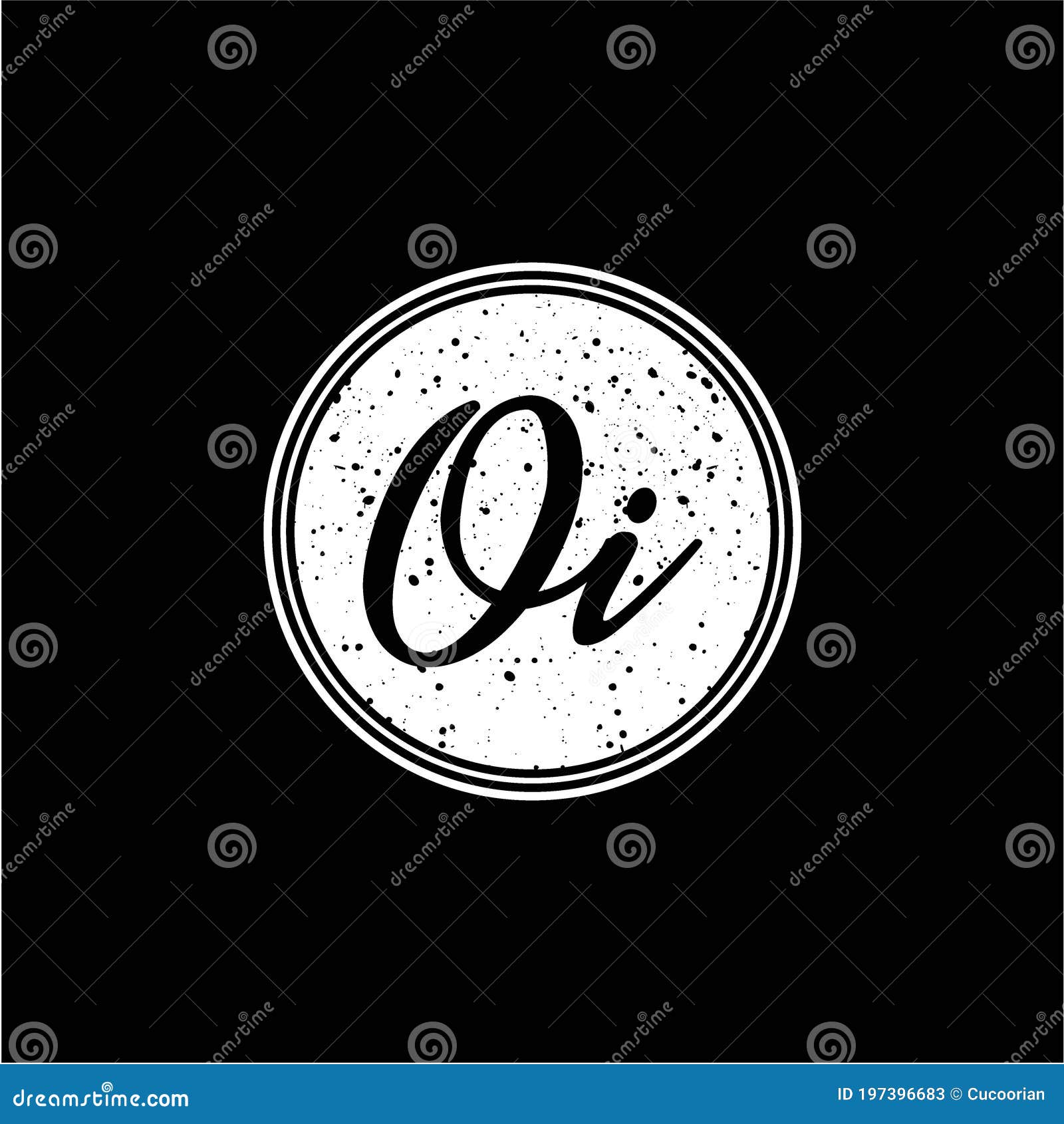 O I Initial Handwriting In Black And White Circle Frame Design Cartoon ...