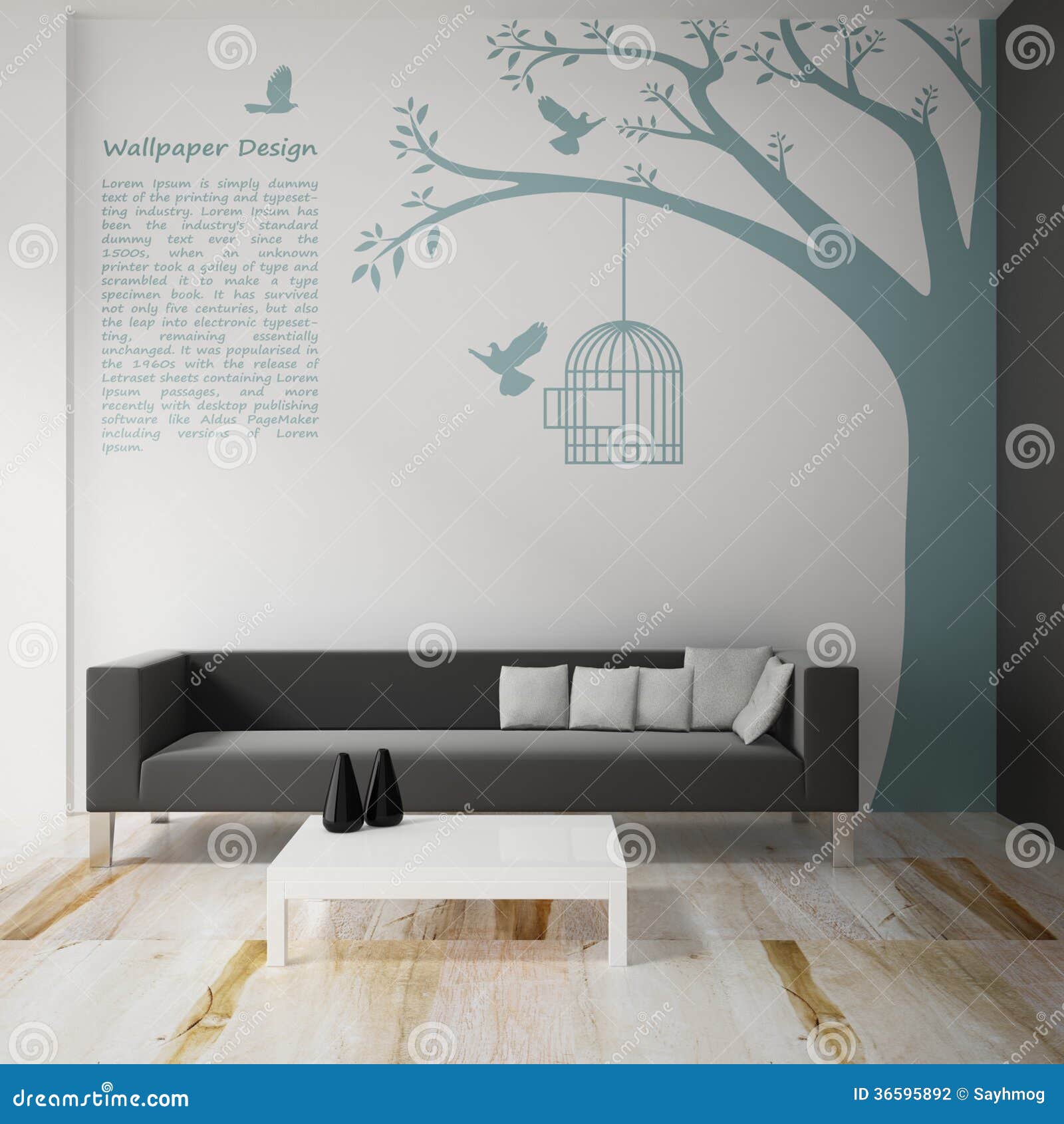 O Interior Decora Do Projeto Do Papel De Parede Ilustração Stock ...