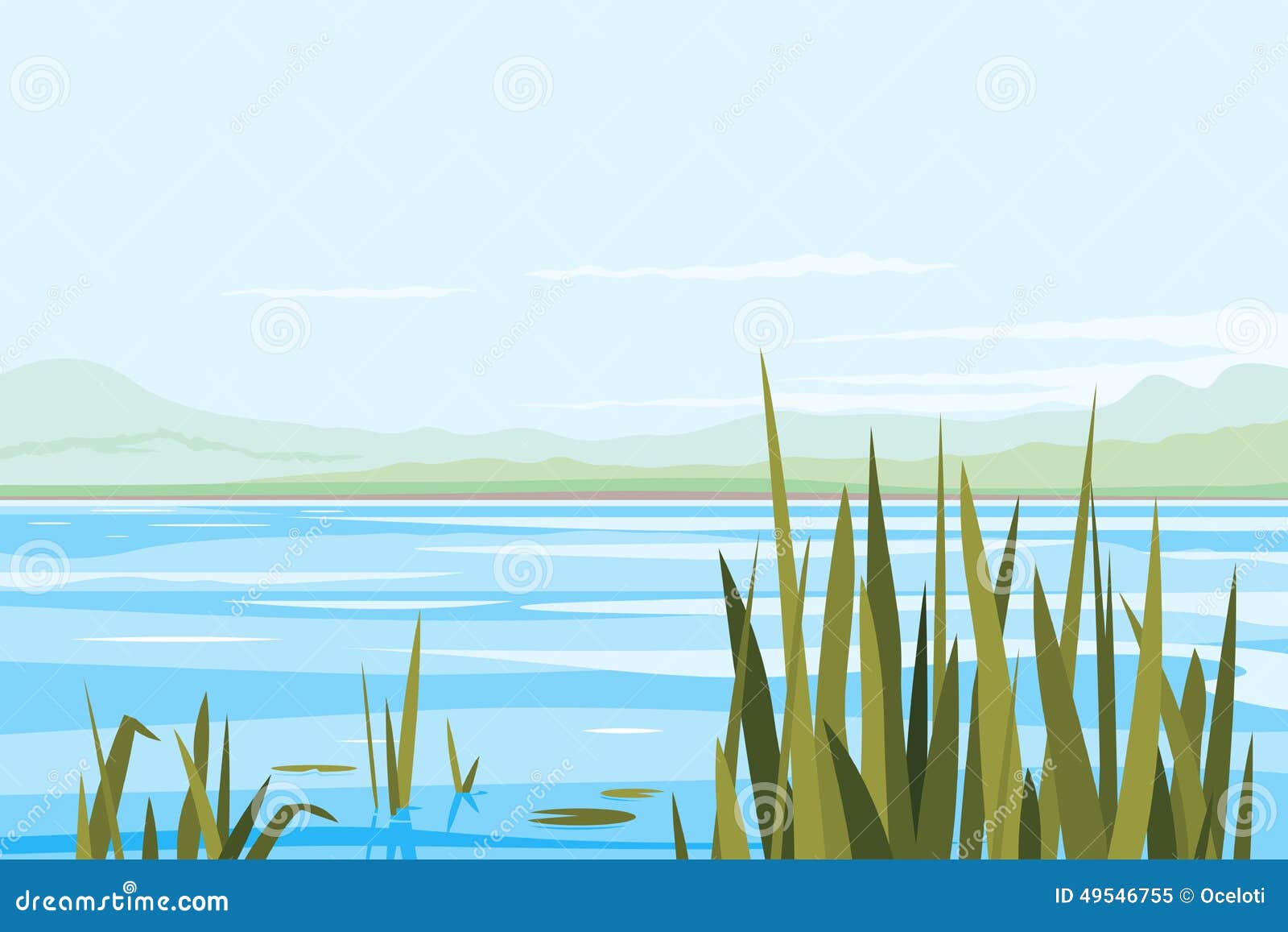 O Junco Planta a Paisagem Do Rio Ilustração do Vetor - Ilustração de ...