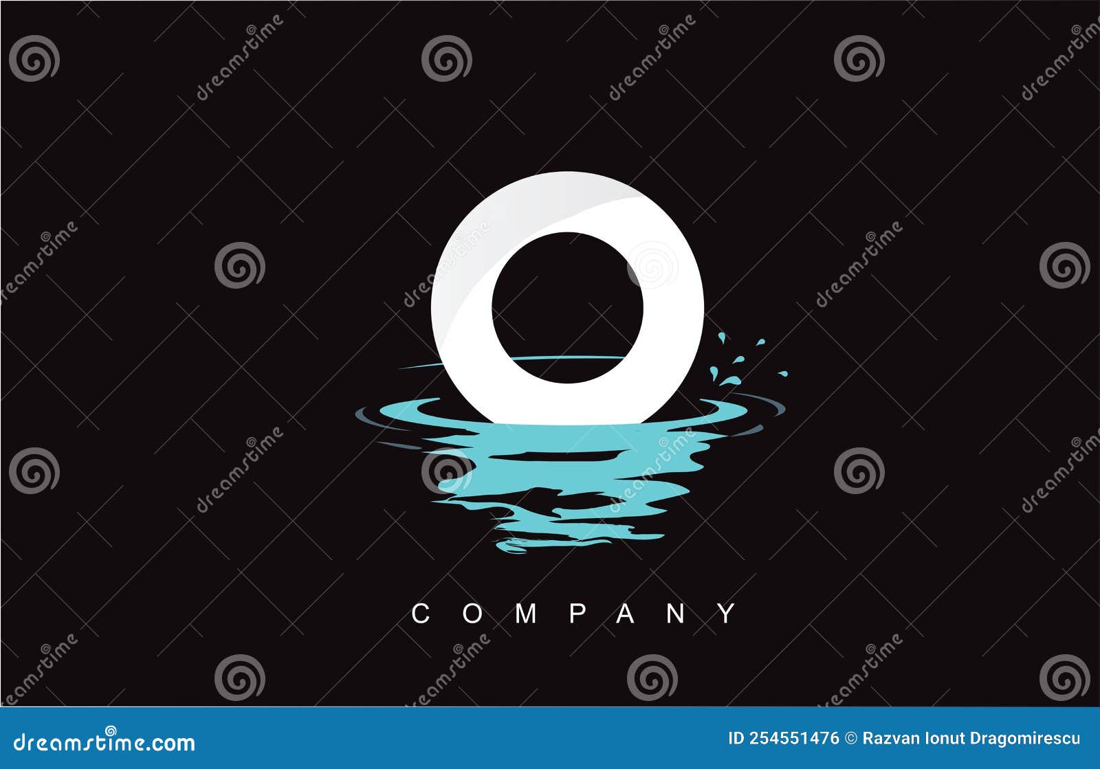 O Letter Logo Design with Water Splash Ripples Drops Reflection Stock ...