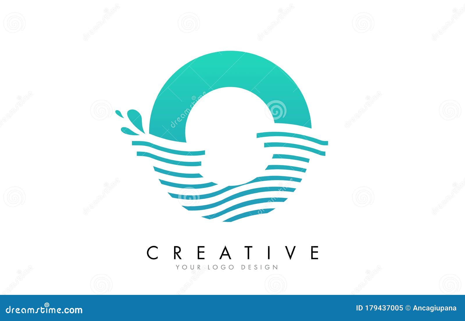 O Letter Logo with Waves and Water Drops Design Stock Vector ...