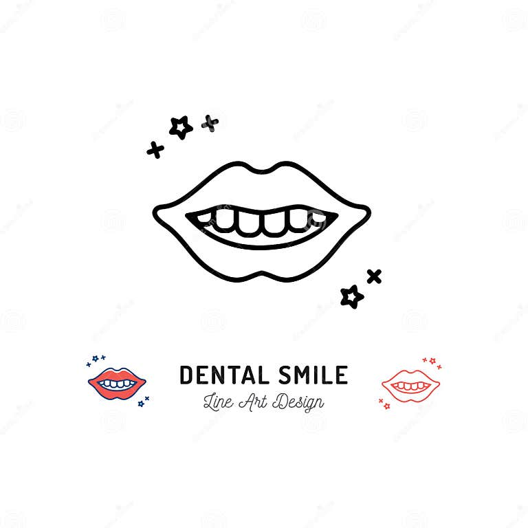 O Logotipo Dental, Os Bordos E Os Dentes Do Sorriso Alinham O ícone ... O Logotipo Dental, Os Bordos E Os Dentes Do Sorriso Alinham O ícone ...