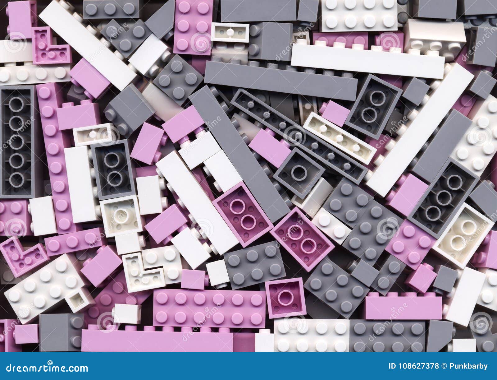 O Lote De Lego Cor-de-rosa, Cinzento E Branco Obstrui O Fundo Foto de ...