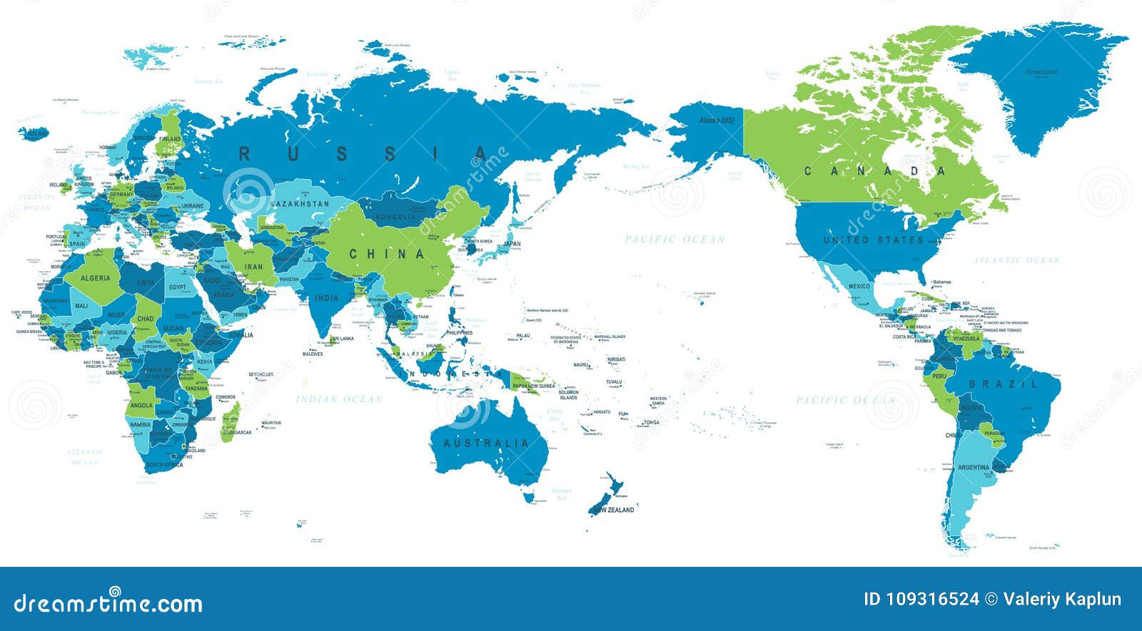 O Mapa Do Mundo Político O Pacífico Centrou-se Ilustração Stock ...