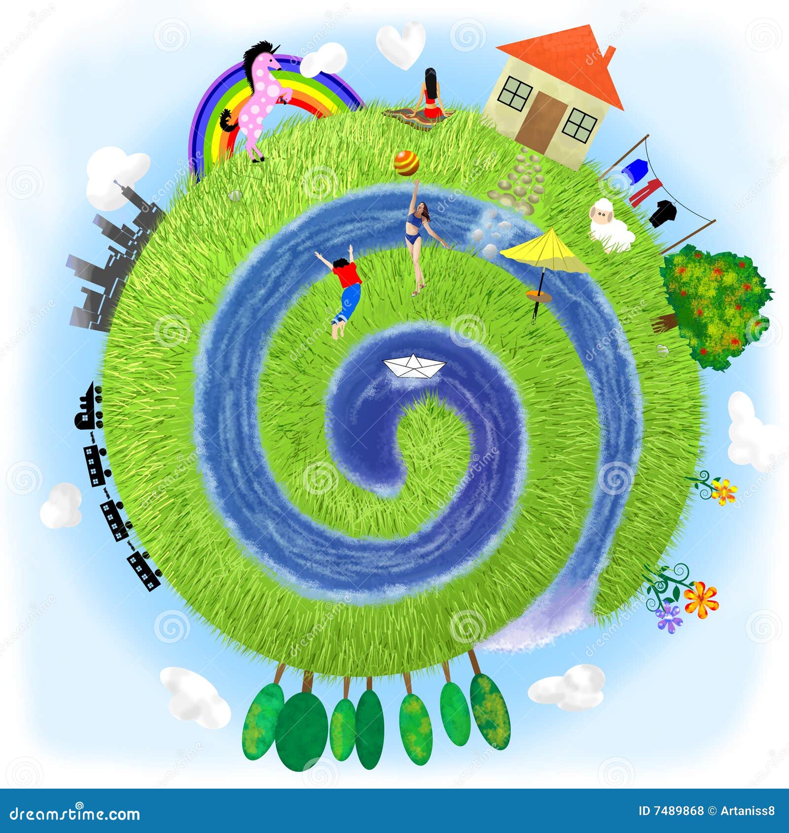 O mundo ideal ilustração stock. Ilustração de roupa, aquarela - 7489868