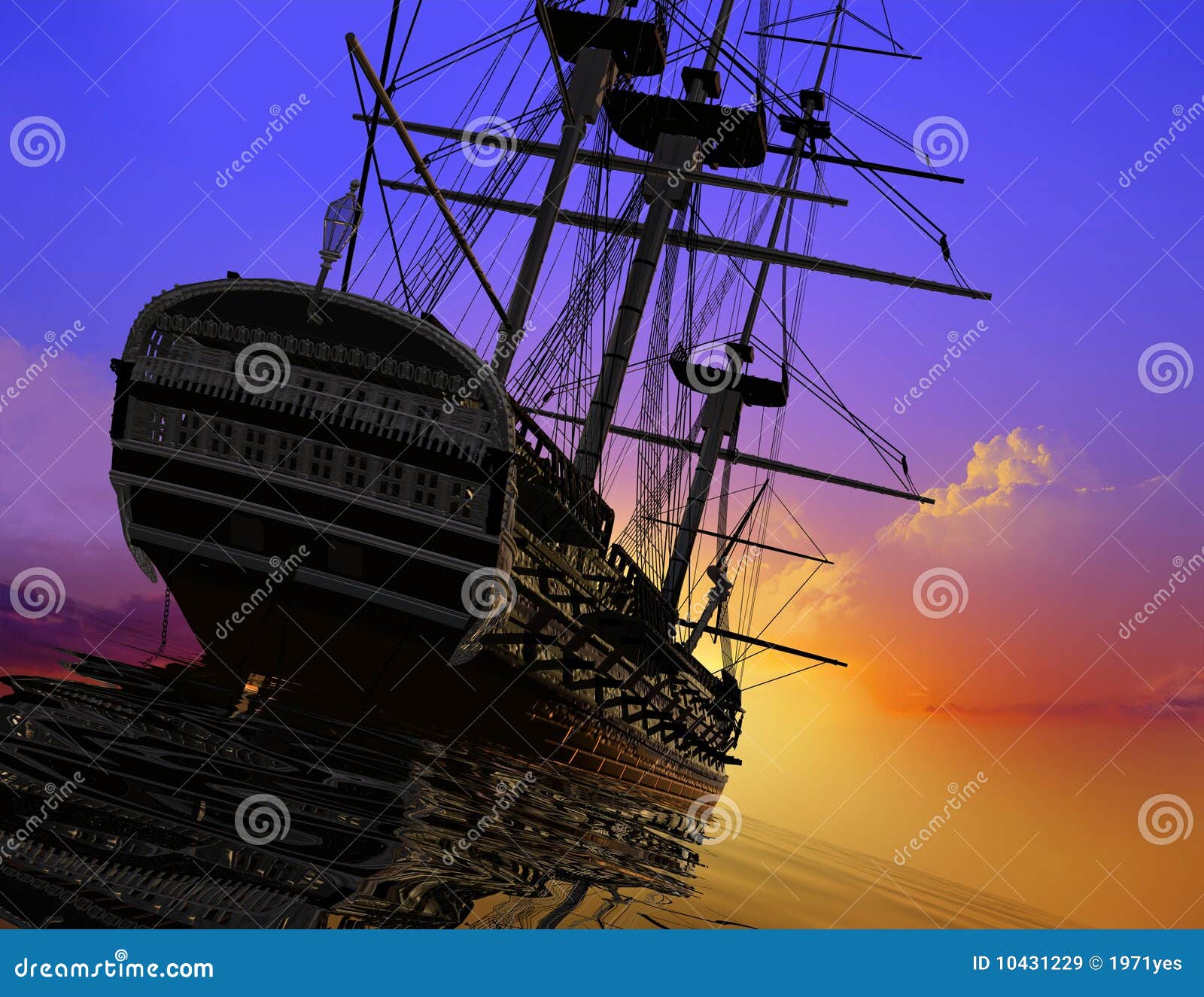 O navio antigo ilustração stock. Ilustração de retro - 10431229