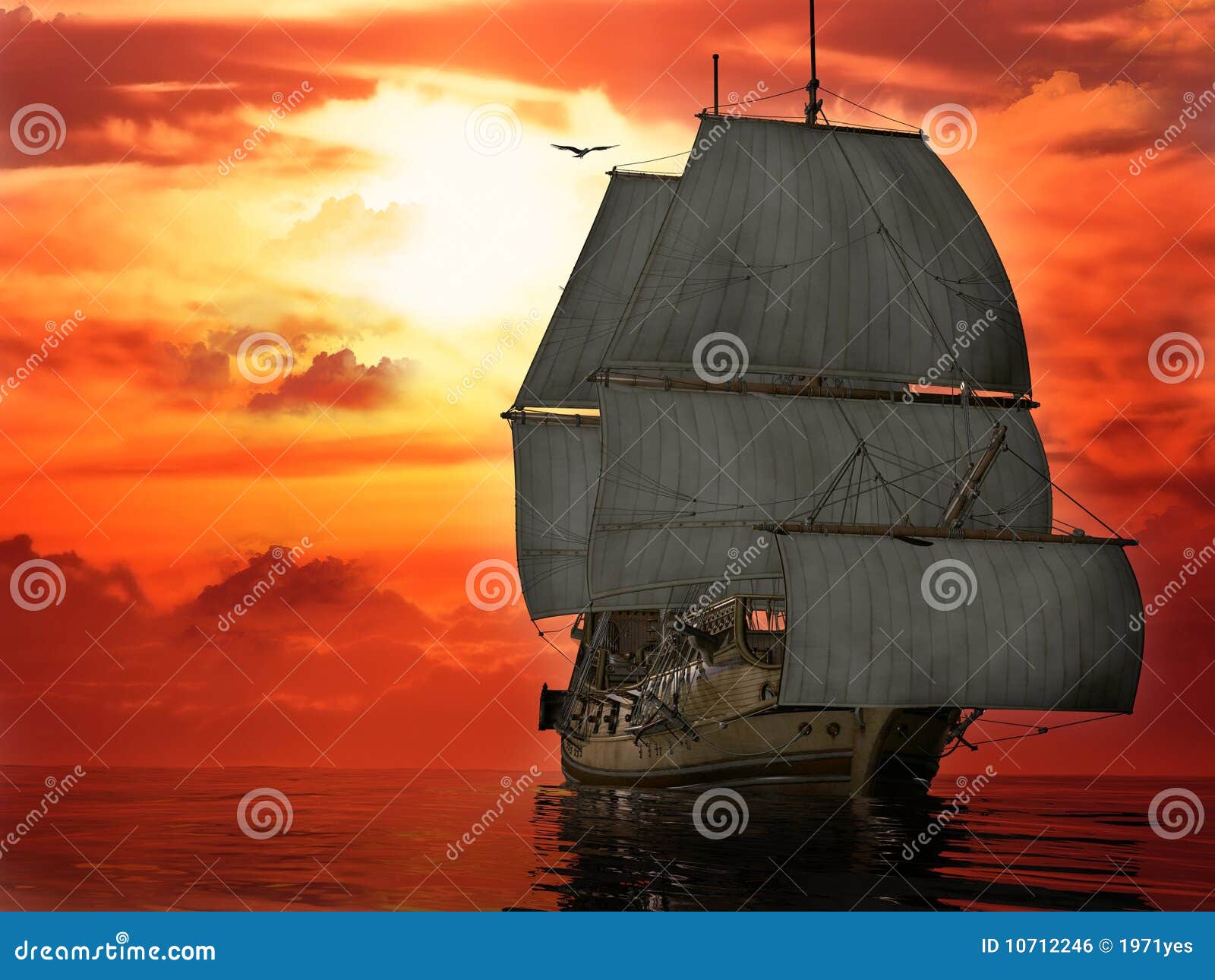 O navio antigo foto de stock. Imagem de fundo, fragata - 10712246