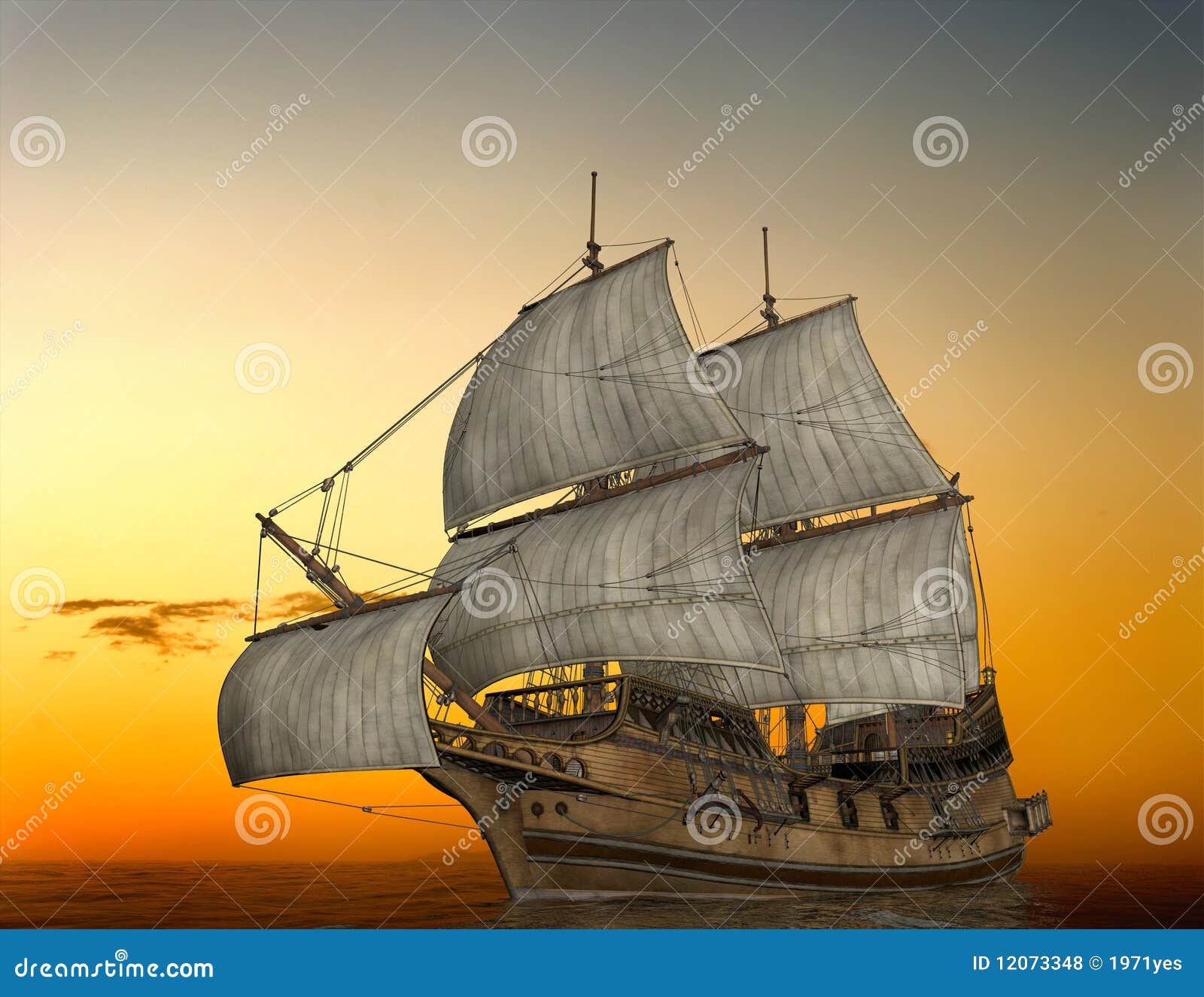 O navio antigo ilustração stock. Ilustração de tradicional - 12073348