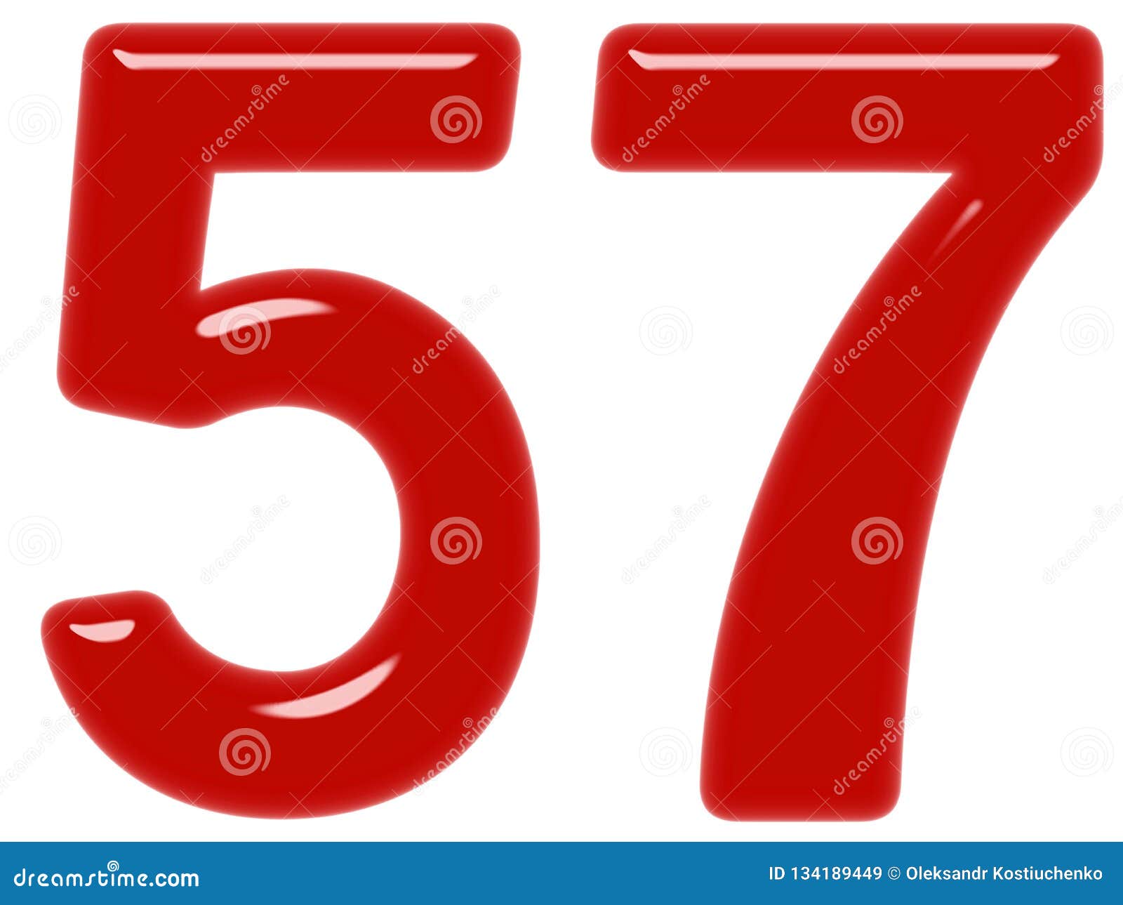 O Numeral 57, Cinquenta E Sete, Isolado No Fundo Branco, 3d Rende ...